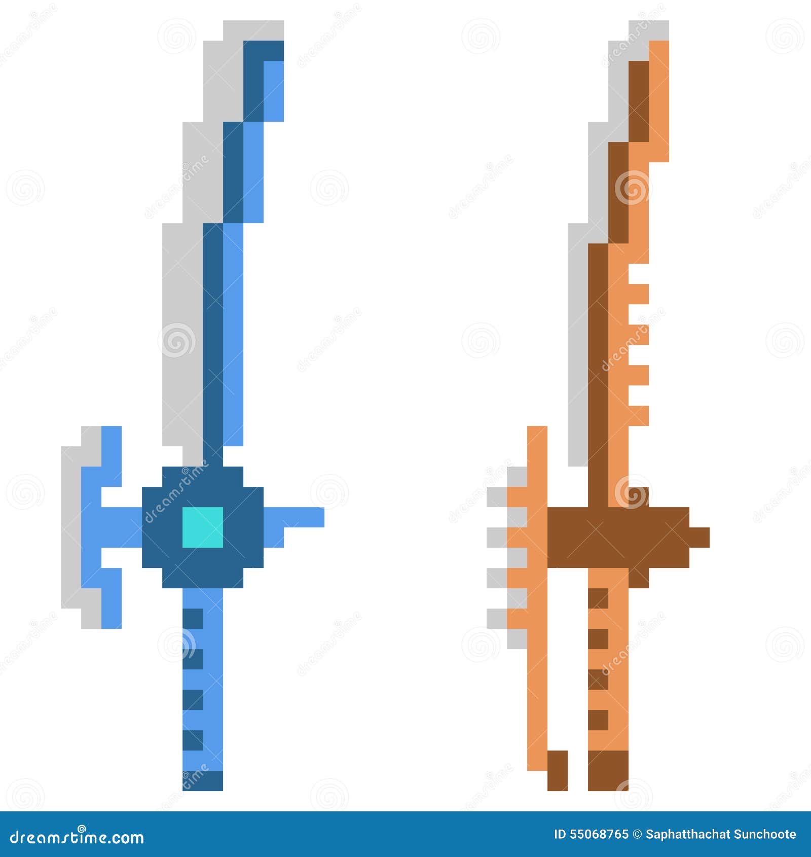 Illustration Pixel Art Icon Sword Fantasy Stock Vector - Illustration ...