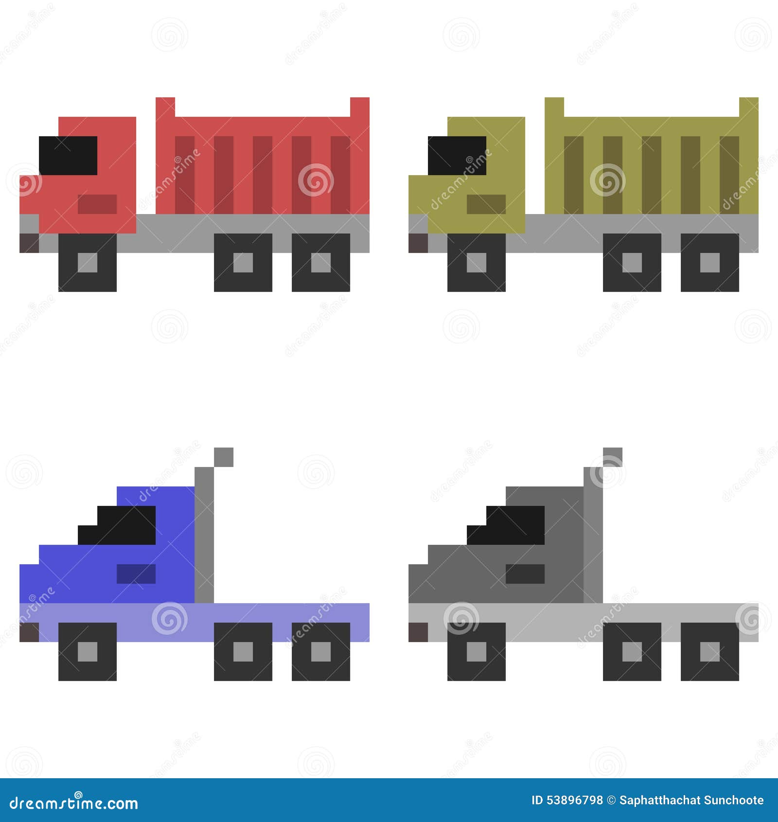 Illustration Pixel Art Icon Truck Stock Vector - Image: 53896798