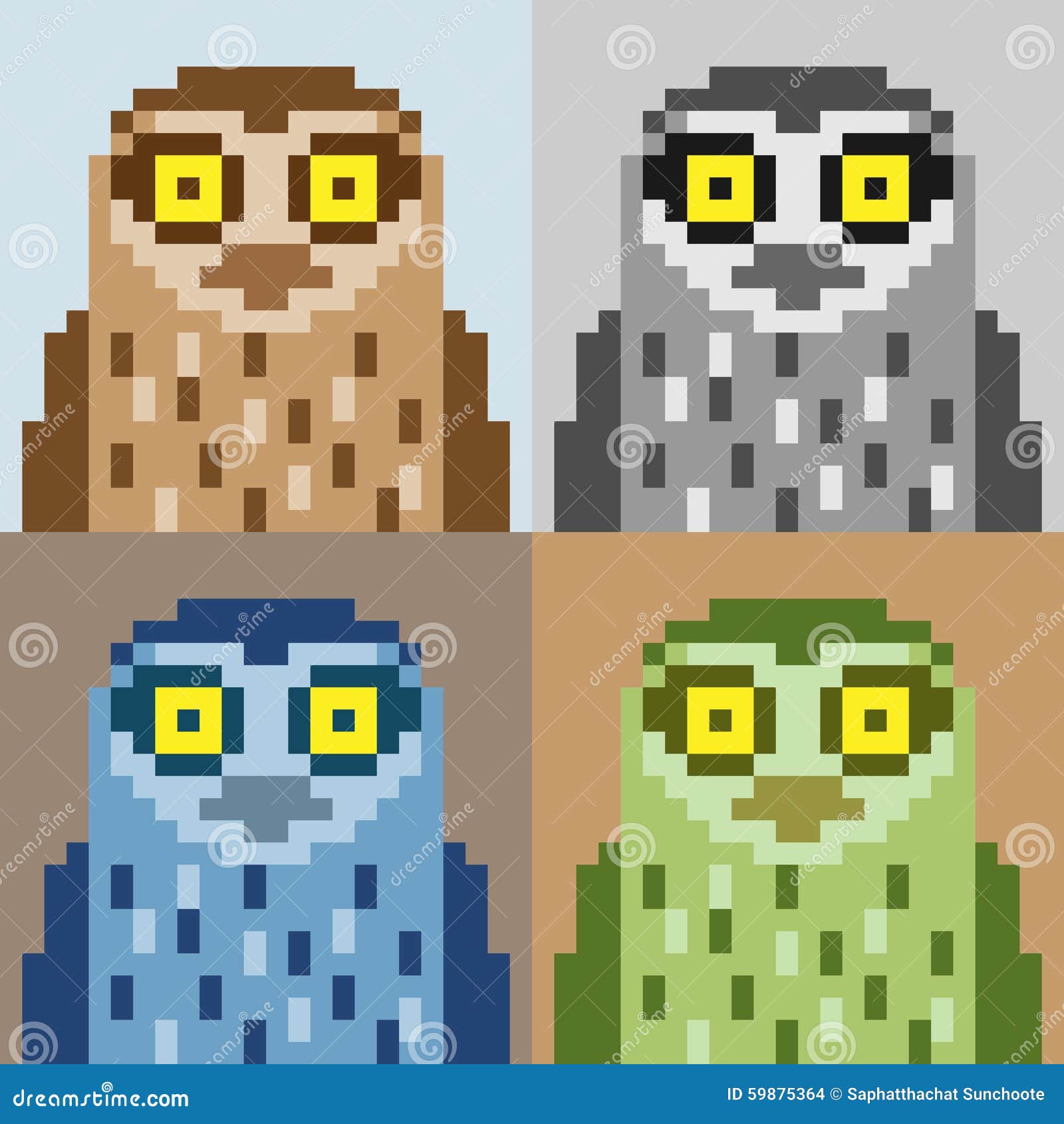Illustration pixel art owl stock vector. Illustration of symbol - 59875364