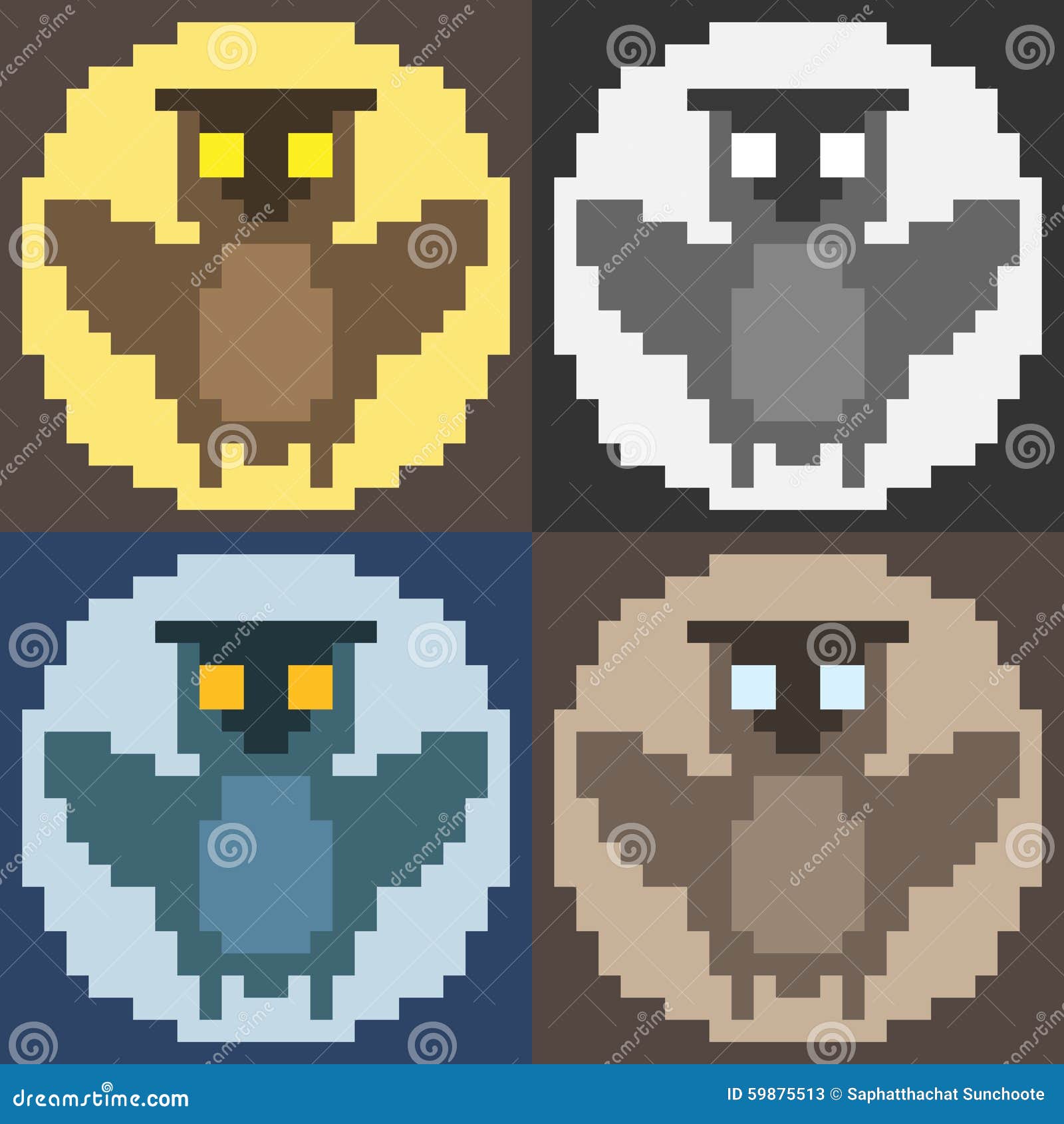 Illustration pixel art owl stock vector. Illustration of wing - 59875513