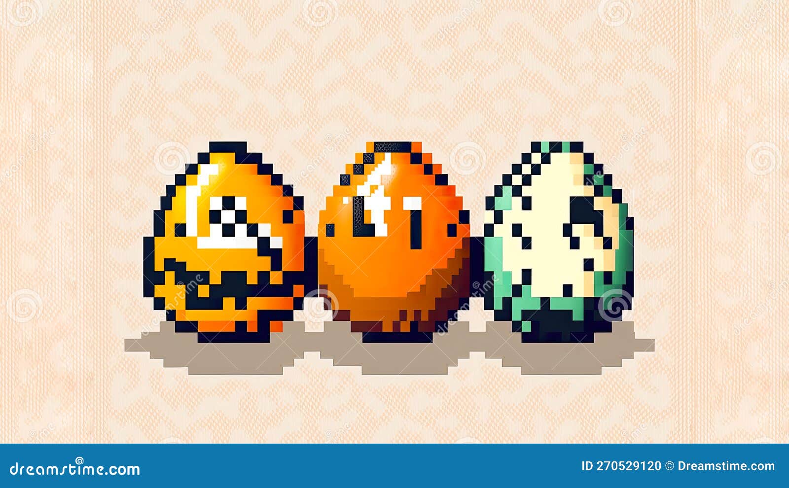 Pixel Eggs Against Cosmic Latte Background and Copy Space. Happy Easter ...