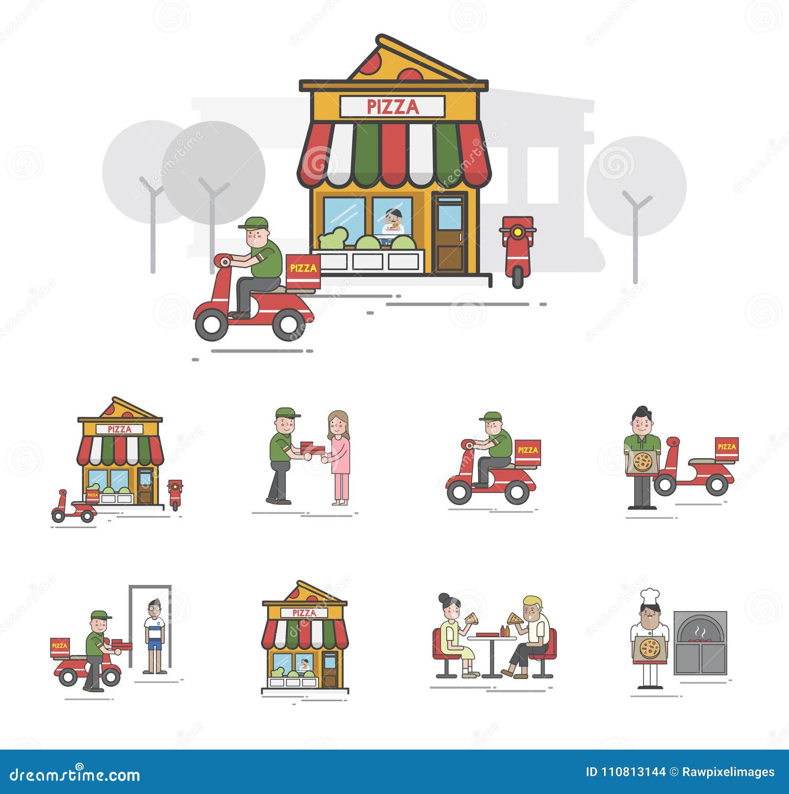 Illustration of Pizza Shop Isolated Stock Illustration - Illustration ...