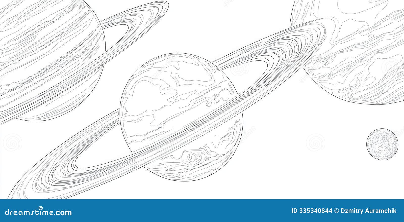 An Illustration of a Planet Drawn in Single Lines. Saturn As an Icon ...