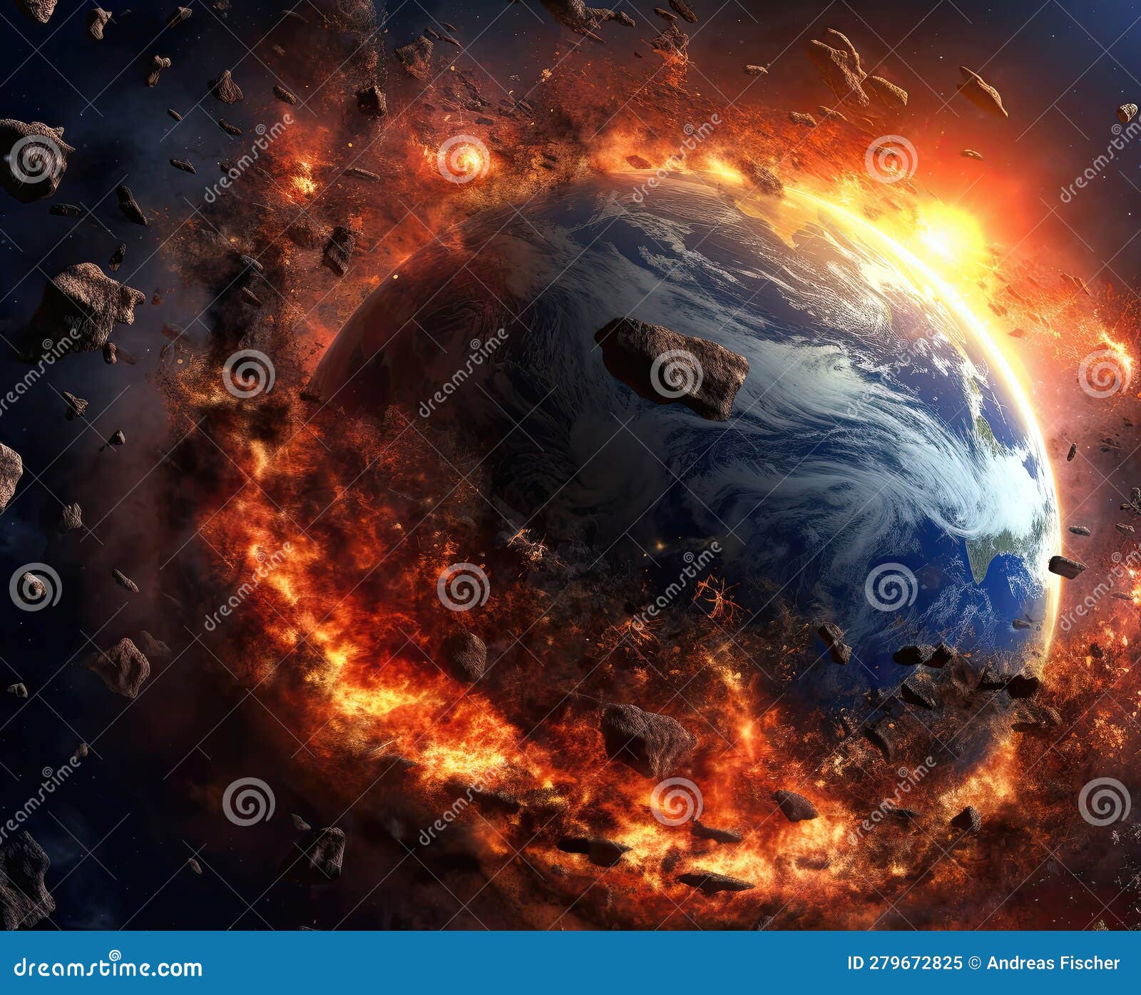 Illustration of the Planet Earth Burning. Burning World Earth Stock ...