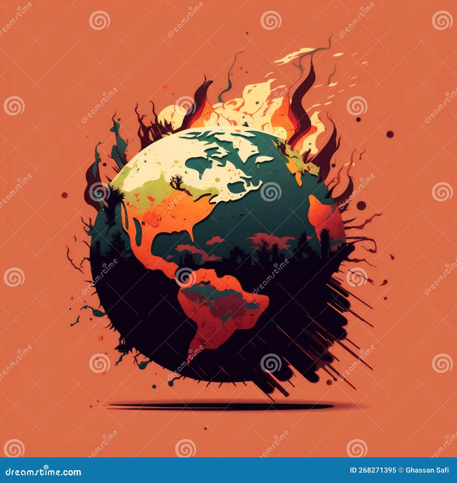 A Devastated and Broken Planet Earth Stock Illustration - Illustration ...