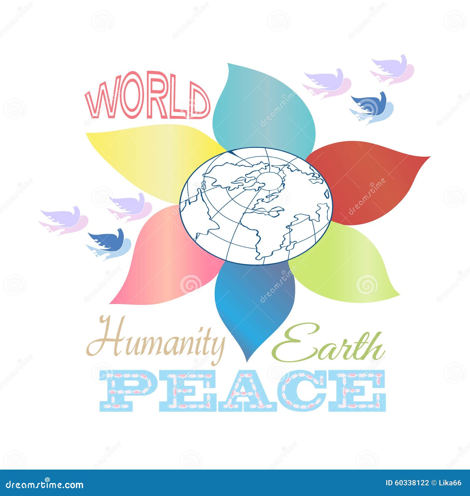 Illustration with Planet Earth and Dove. Stock Vector - Illustration of ...