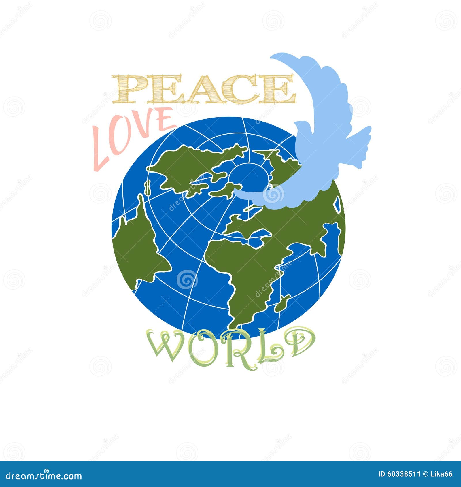 Illustration with Planet Earth and Dove. Stock Vector - Illustration of ...