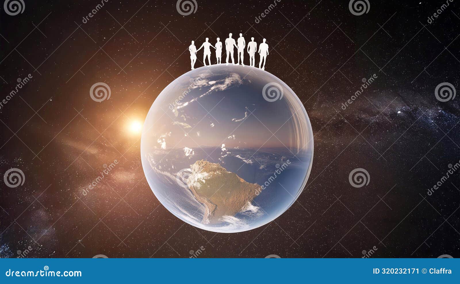 Illustration of Planet Earth and a Group of People Connecting To ...