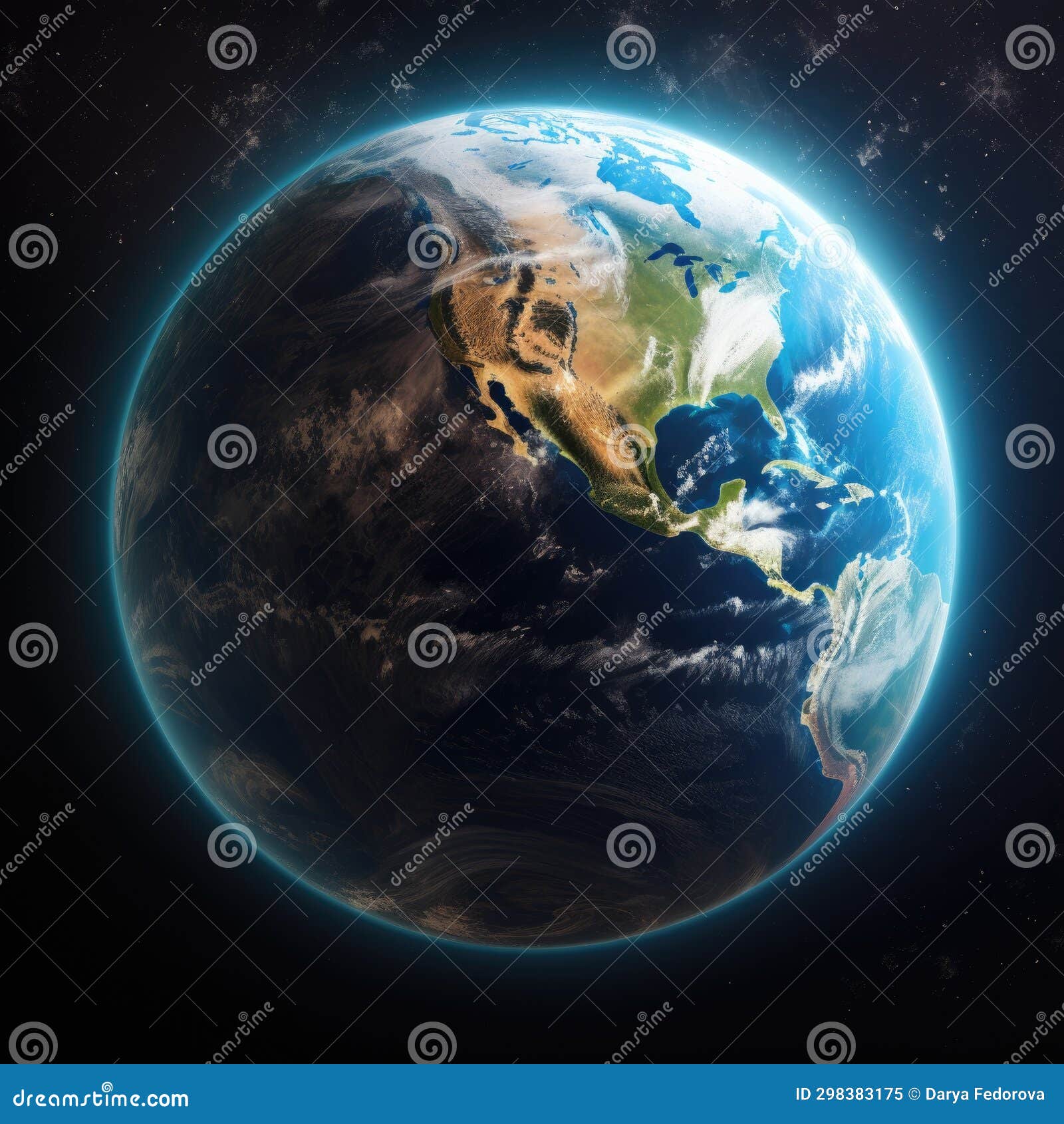 Illustration of Planet Earth with Light and Clouds in Outer Space Stock ...