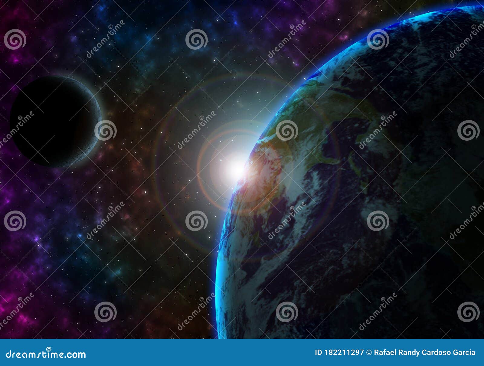 Illustration of the Planet Earth with the Moon Seen from the Outer ...