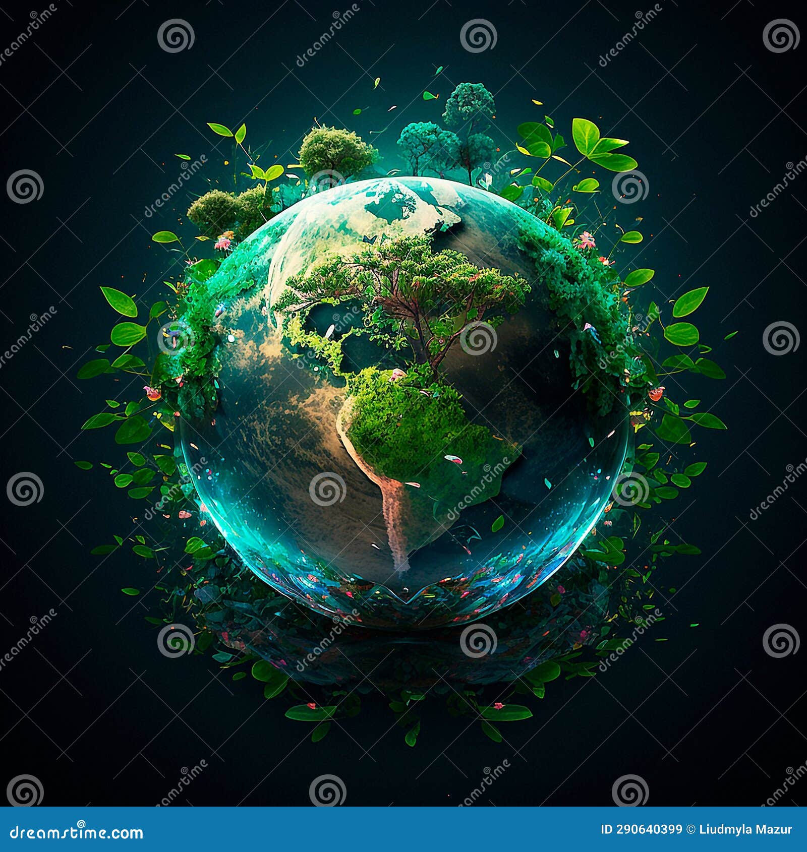 Illustration of Planet Earth with Trees. Eco Concept Stock Illustration ...