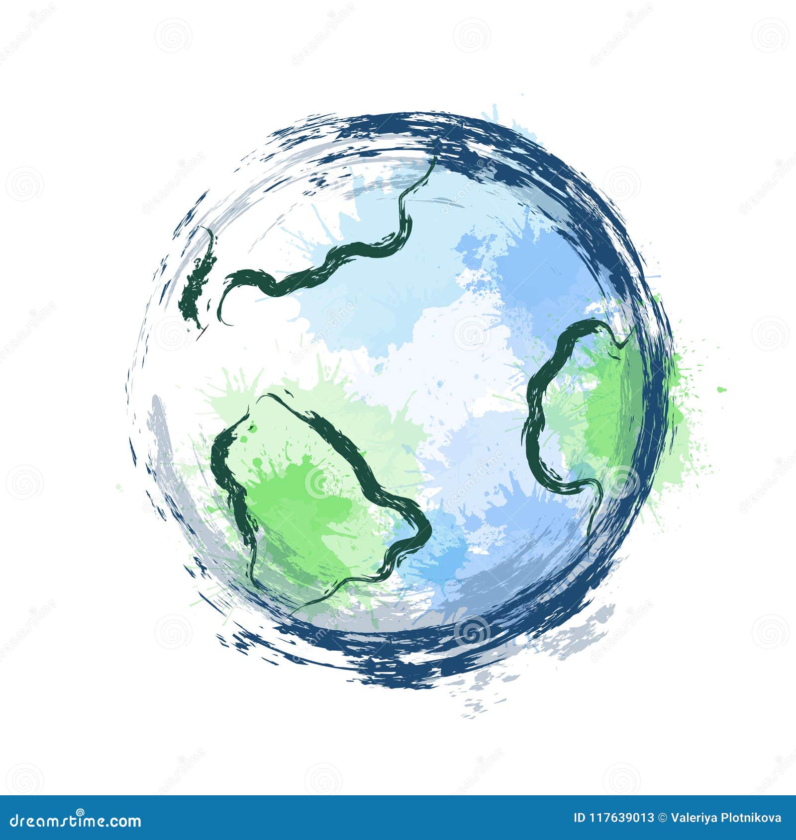 Illustration of Planet Earth with Watercolor Splashes and Ink Strokes ...