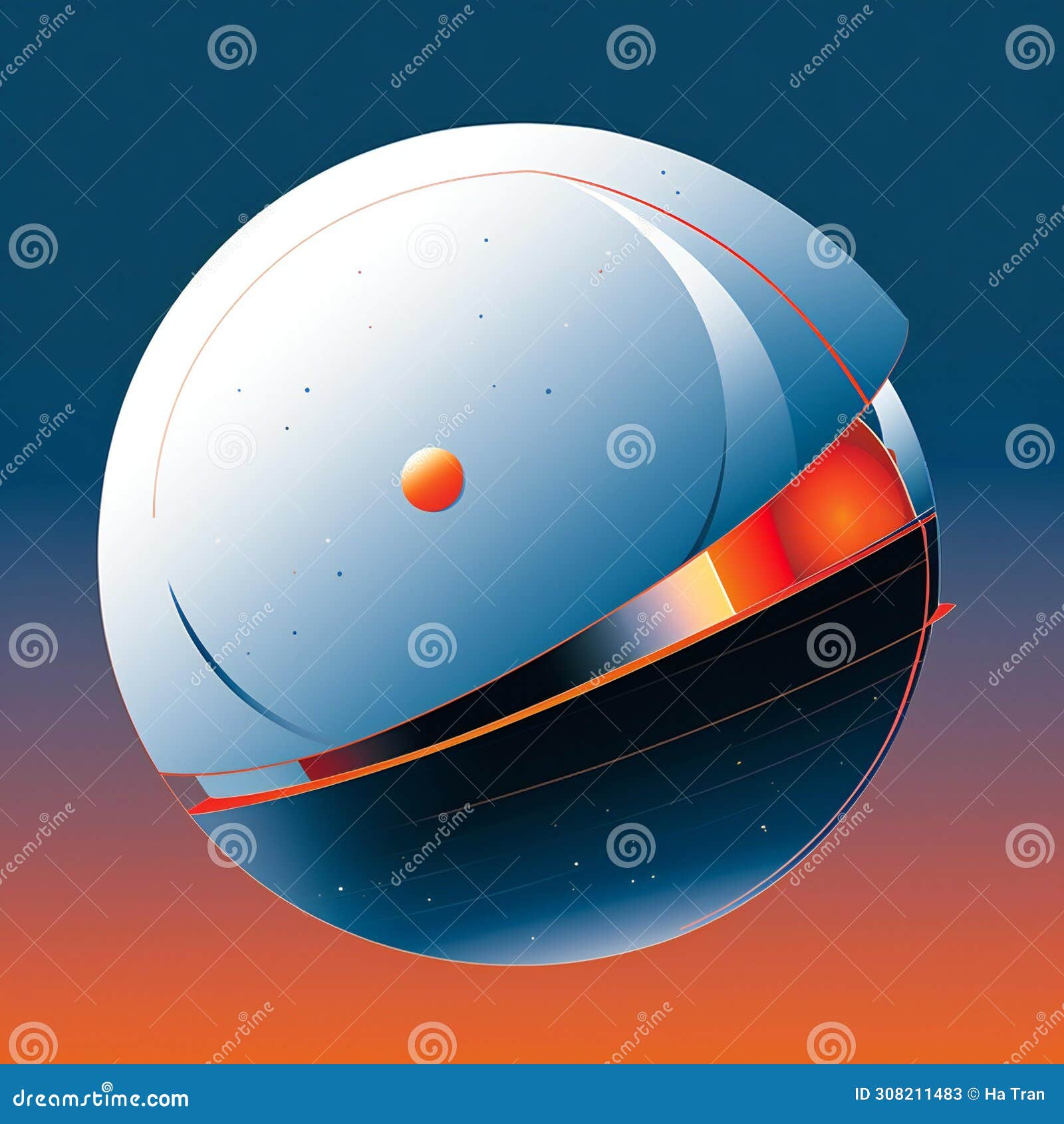 Illustration of a Planet with a Solar System on a Blue Background Stock ...