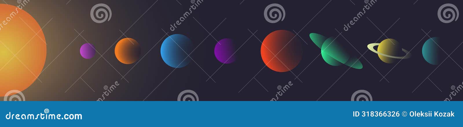 Illustration of the Planets of Our Solar System. Vector Gradient Stock ...