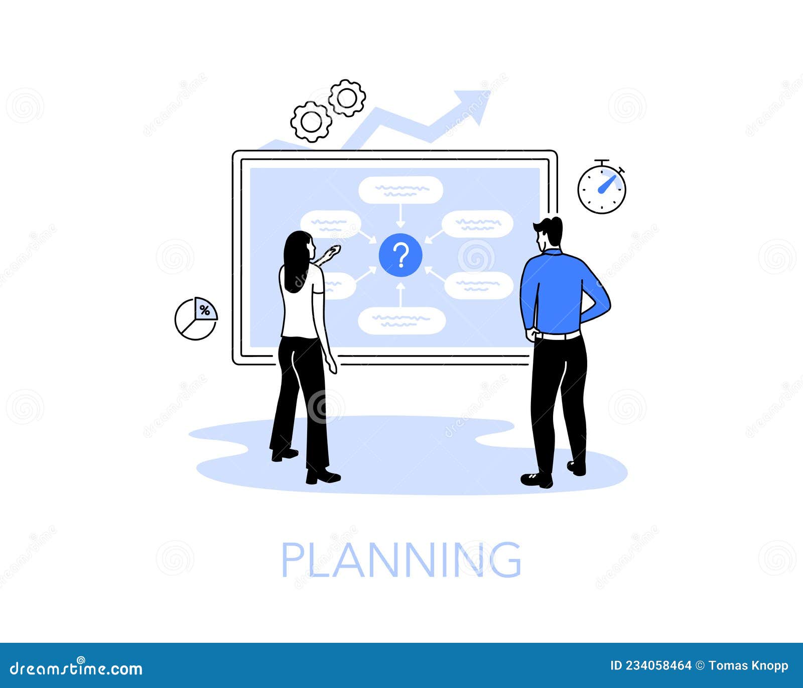 Illustration of a Planning with Two People Standing by the White Board ...