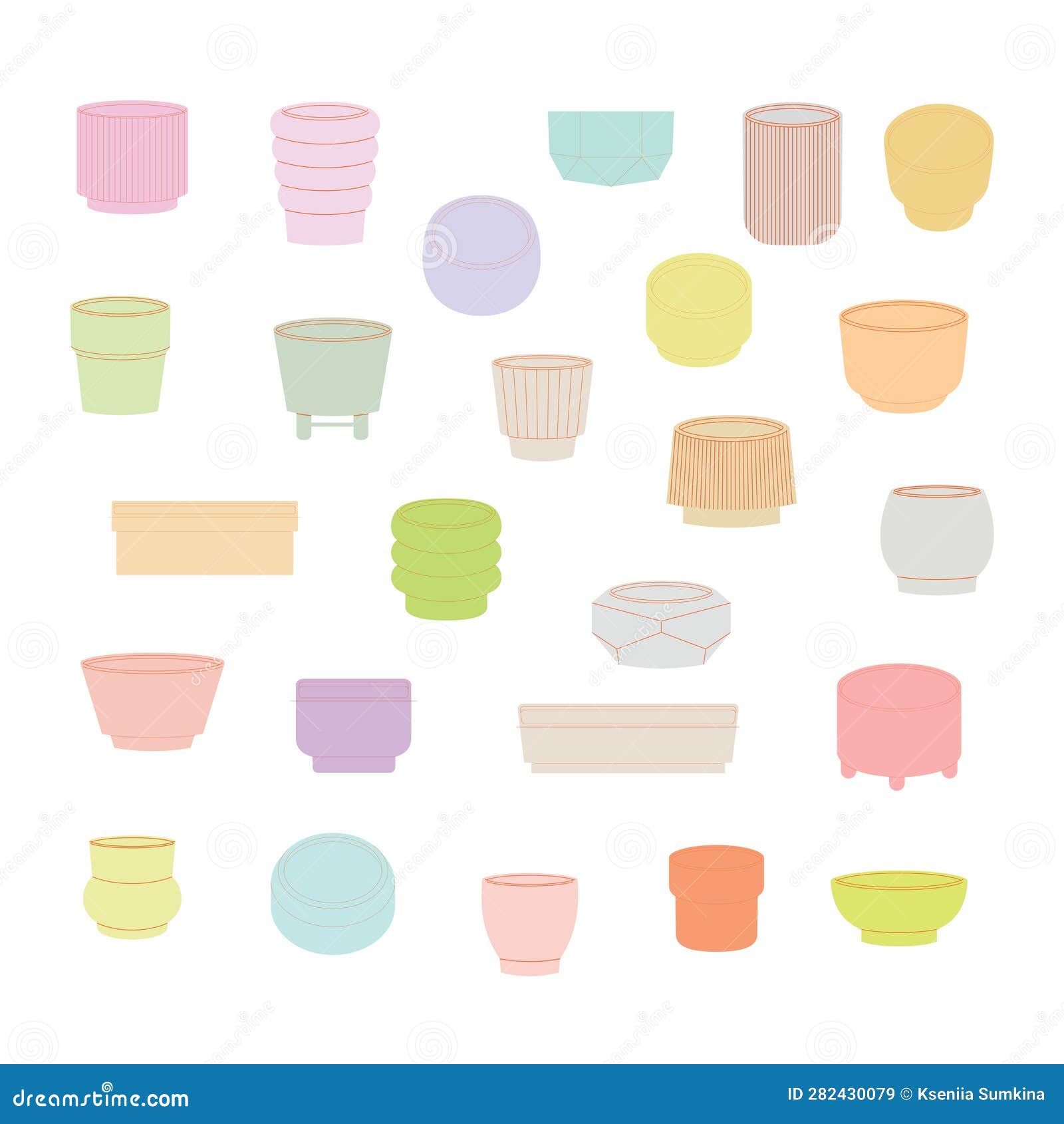 Illustration of Plantpots, Icon Set Stock Illustration - Illustration ...