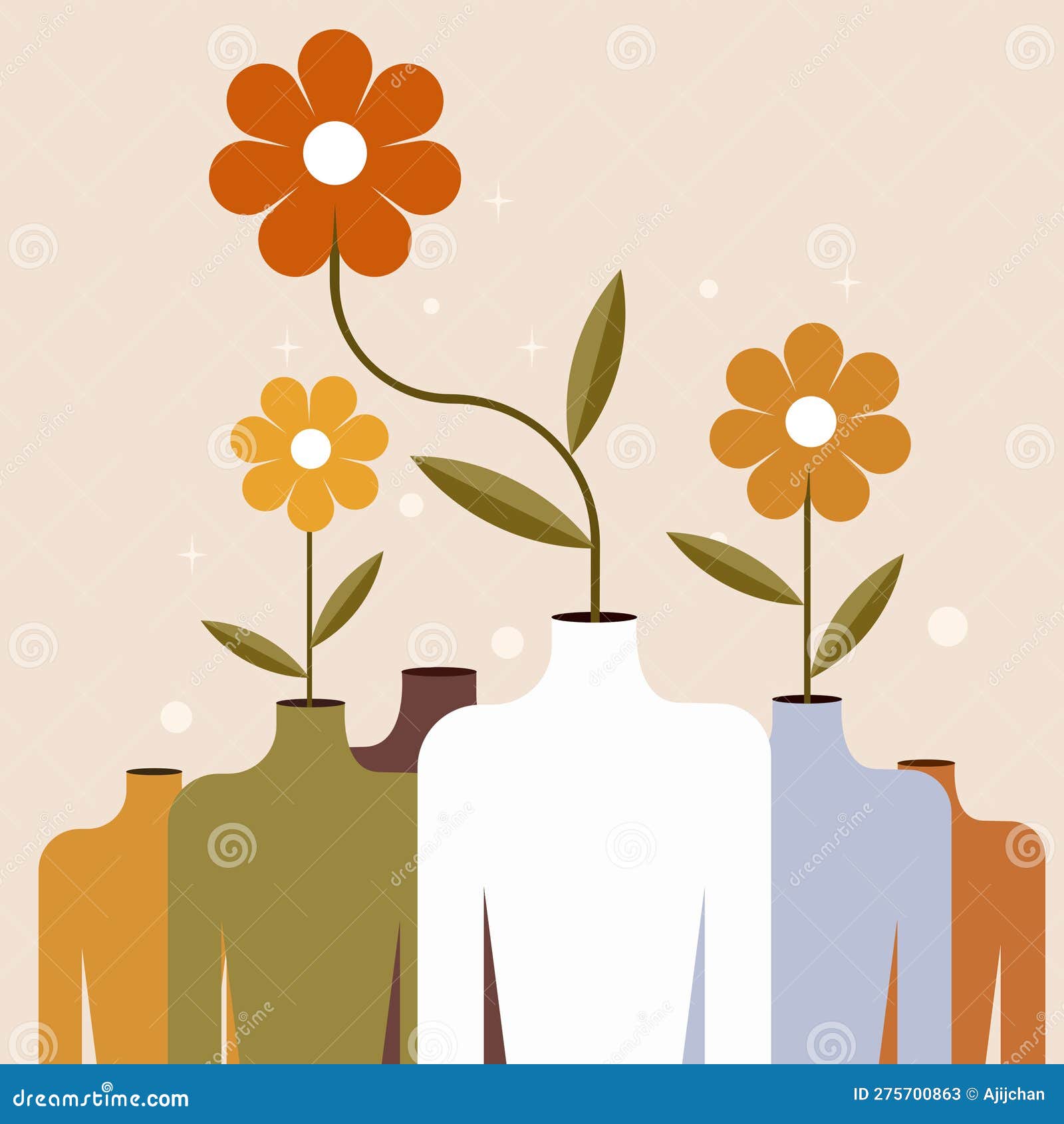 Illustration of Plants Growing from Human Body Stock Vector ...