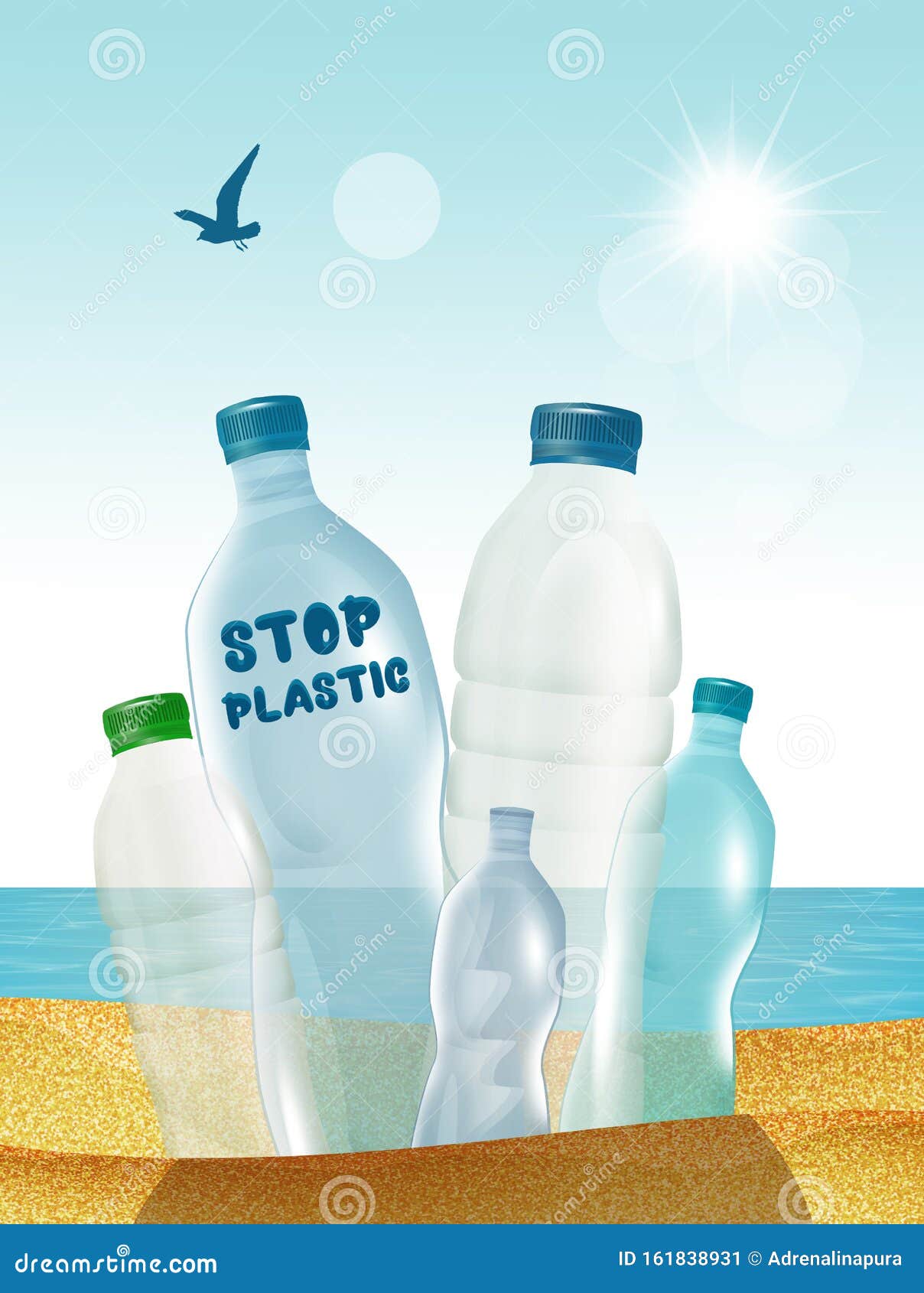 Plastic Collection on the Beach Stock Illustration - Illustration of ...