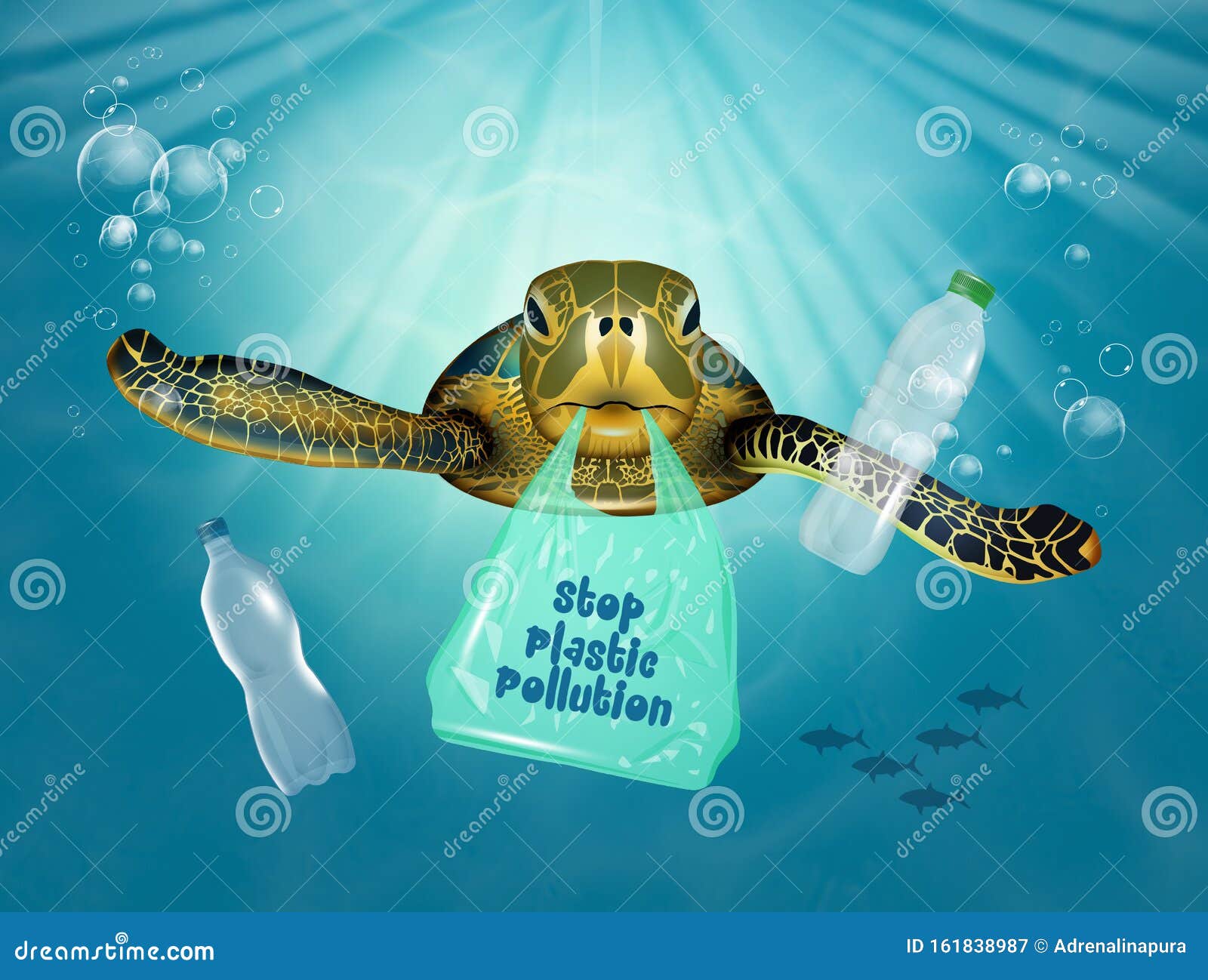 Plastic Pollution in the Sea Stock Illustration - Illustration of ...