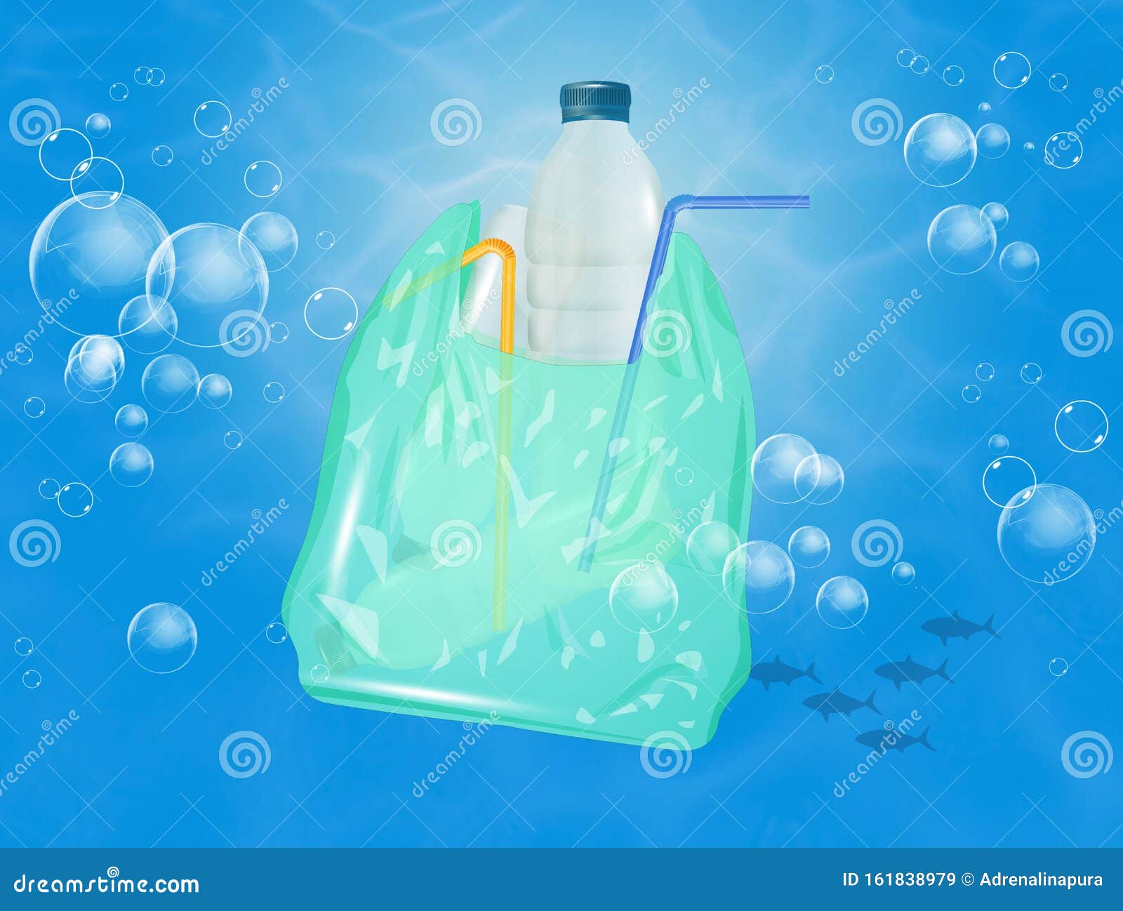 Illustration of Plastic Waste in the Ocean Stock Illustration ...