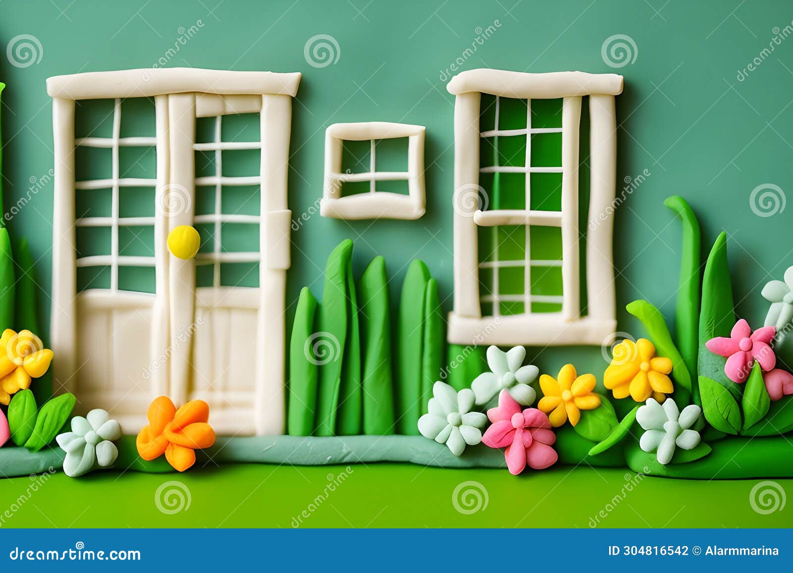 Illustration of Plasticine House Design Elements, Exterior View ...