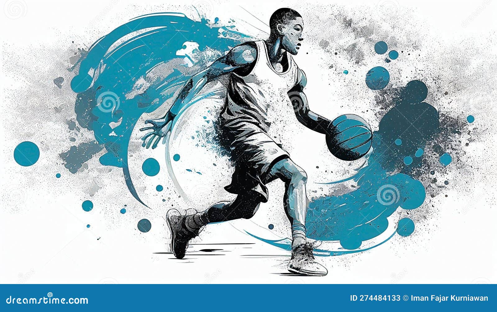 Illustration of Playing Basketball. the Player Doing a Trick Stock ...