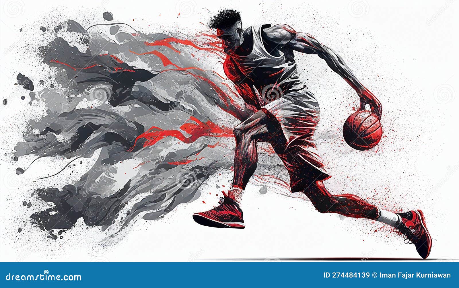 Illustration of Playing Basketball. the Player Doing a Trick Stock ...
