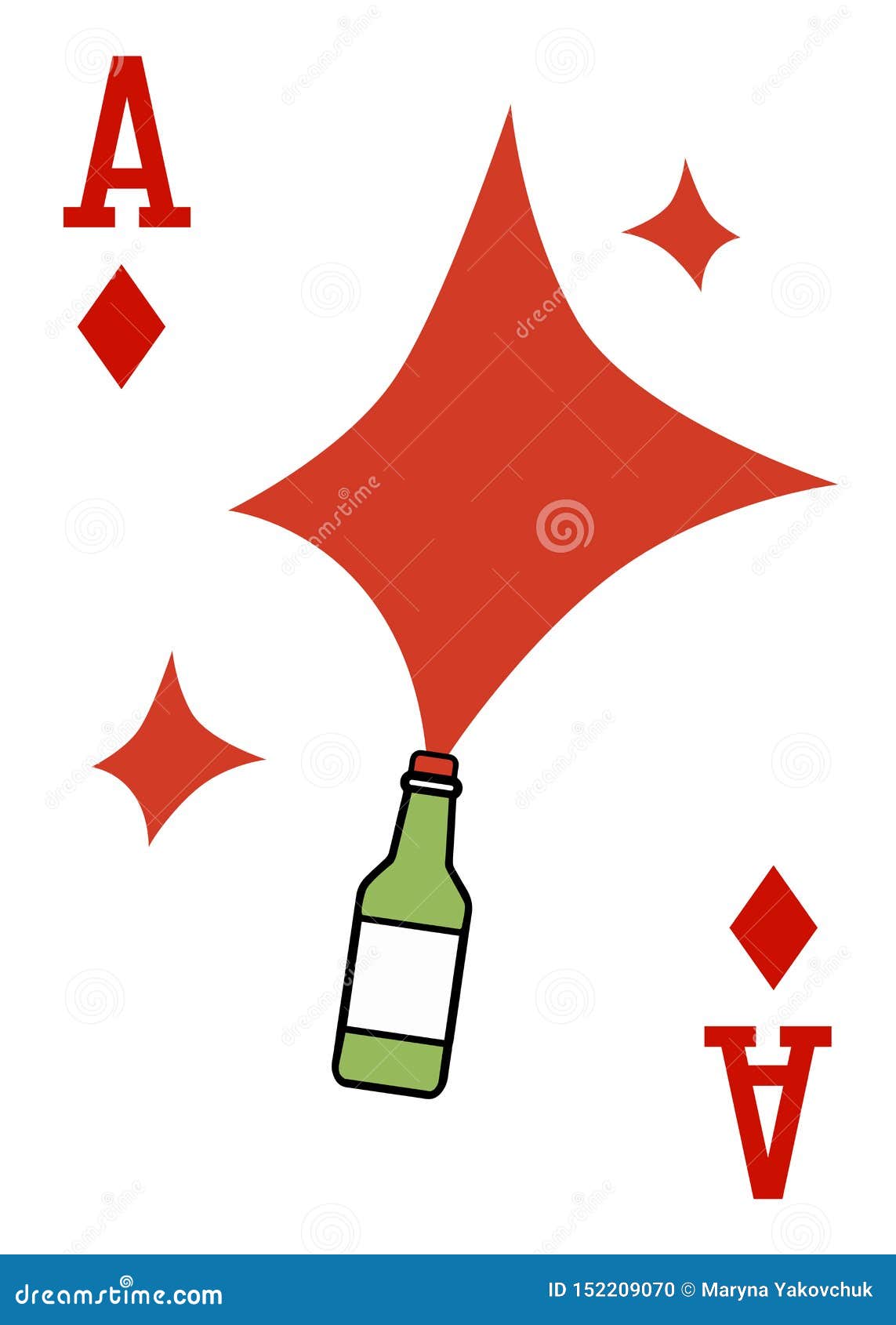 Green Bottle Alcohol Playing Card Stock Illustrations – 49 Green Bottle ...