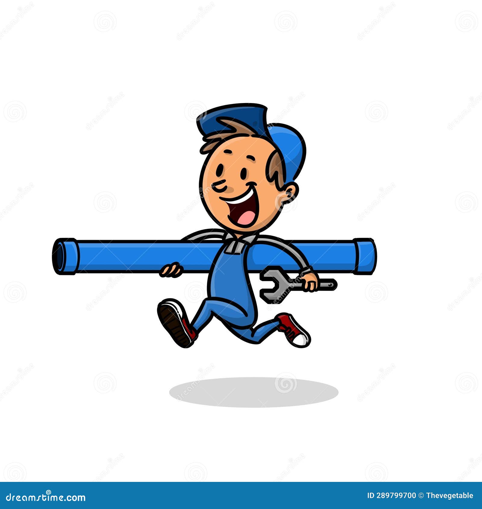 Plumber running fast stock illustration. Illustration of pipe - 289799700