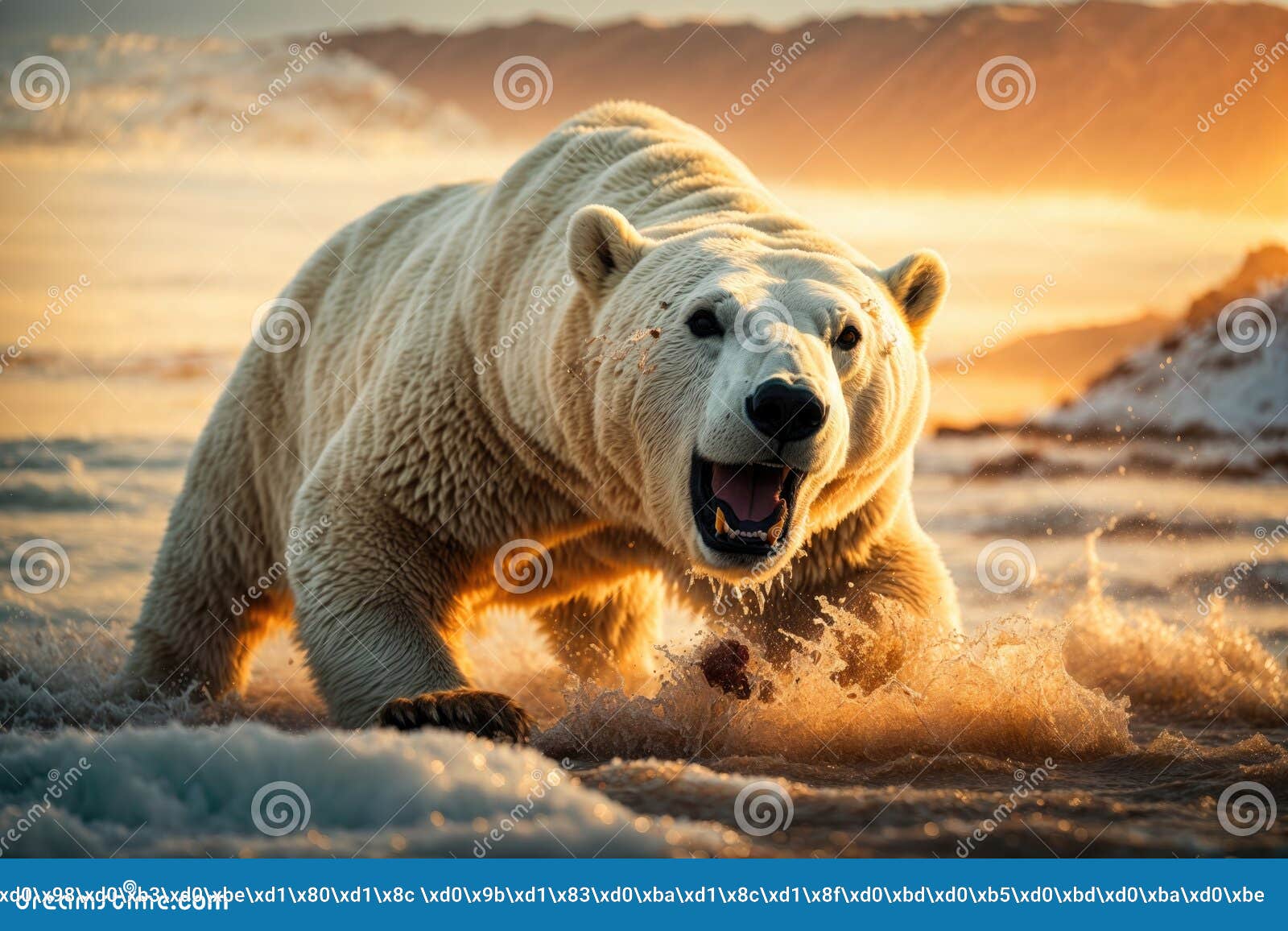 Illustration a Polar Bear in Furious Attack. Ai Generative Stock ...