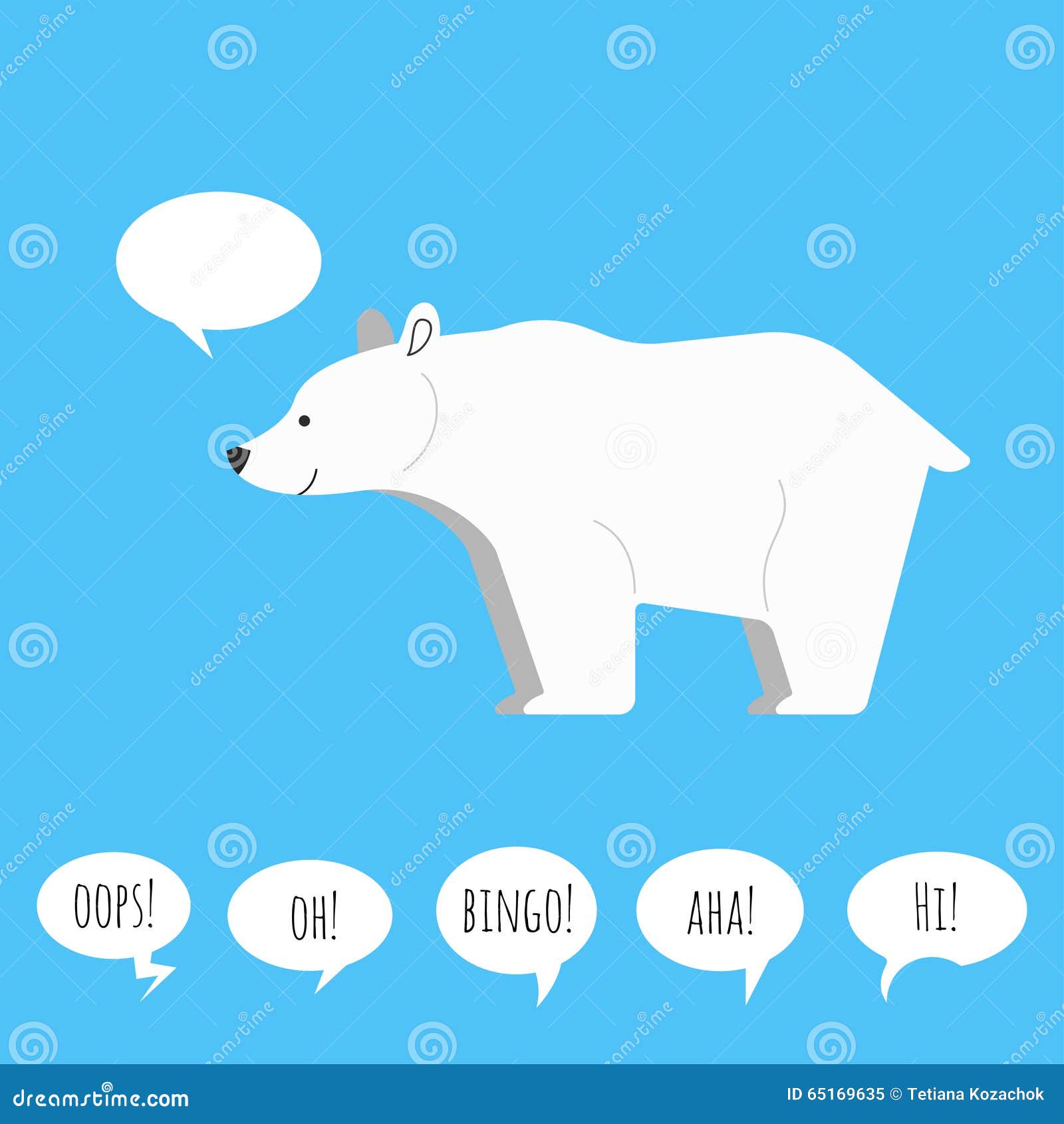 Illustration of Polar Bear with Speech Bubble. Flat Style Stock Vector ...