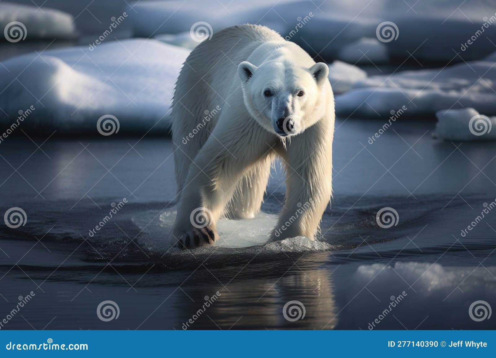 Illustration of Polar Bear Stalking Across an Ice Flow Stock ...