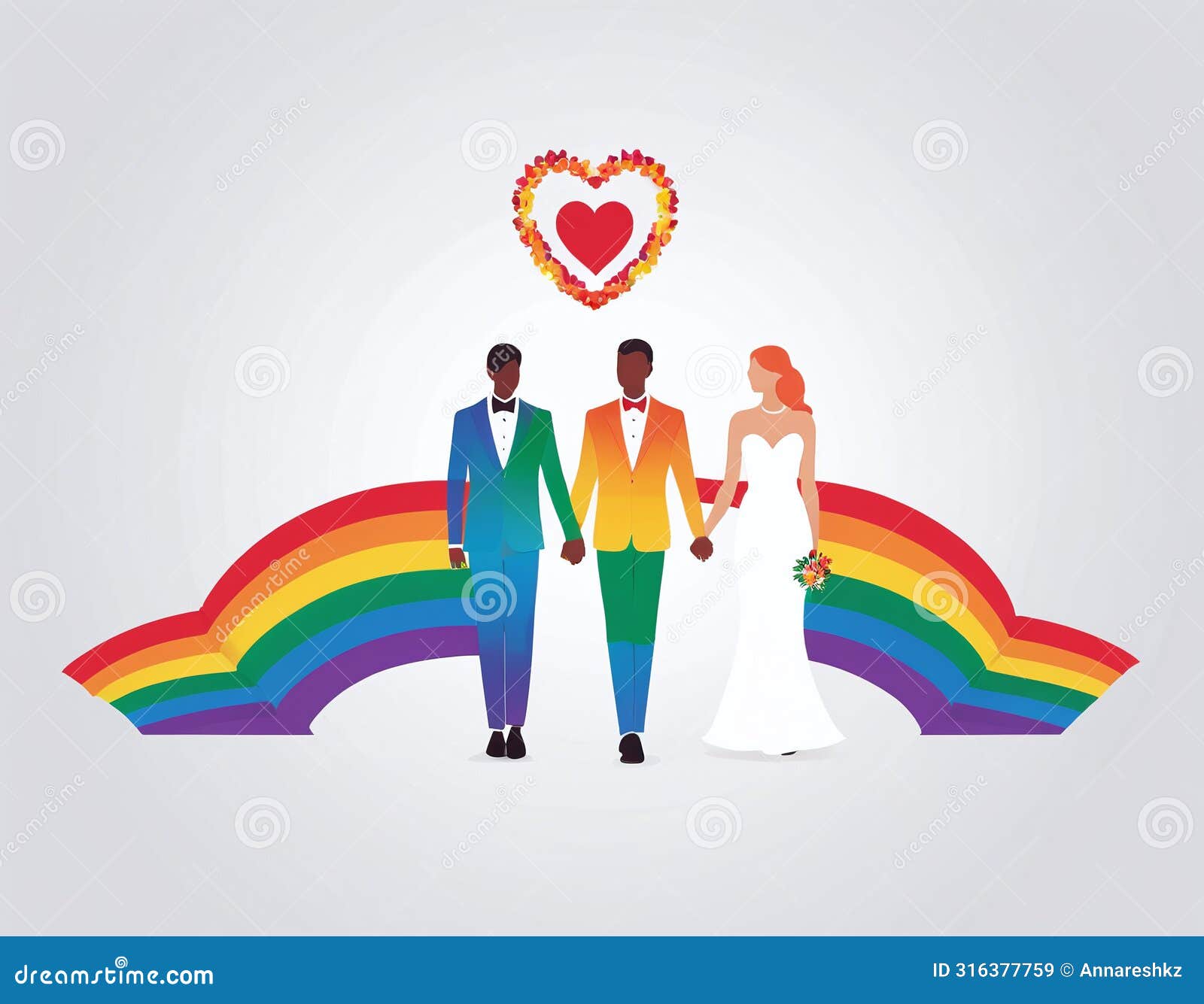 Illustration of a Polygamous Relationship. Wedding of Three People. AI ...