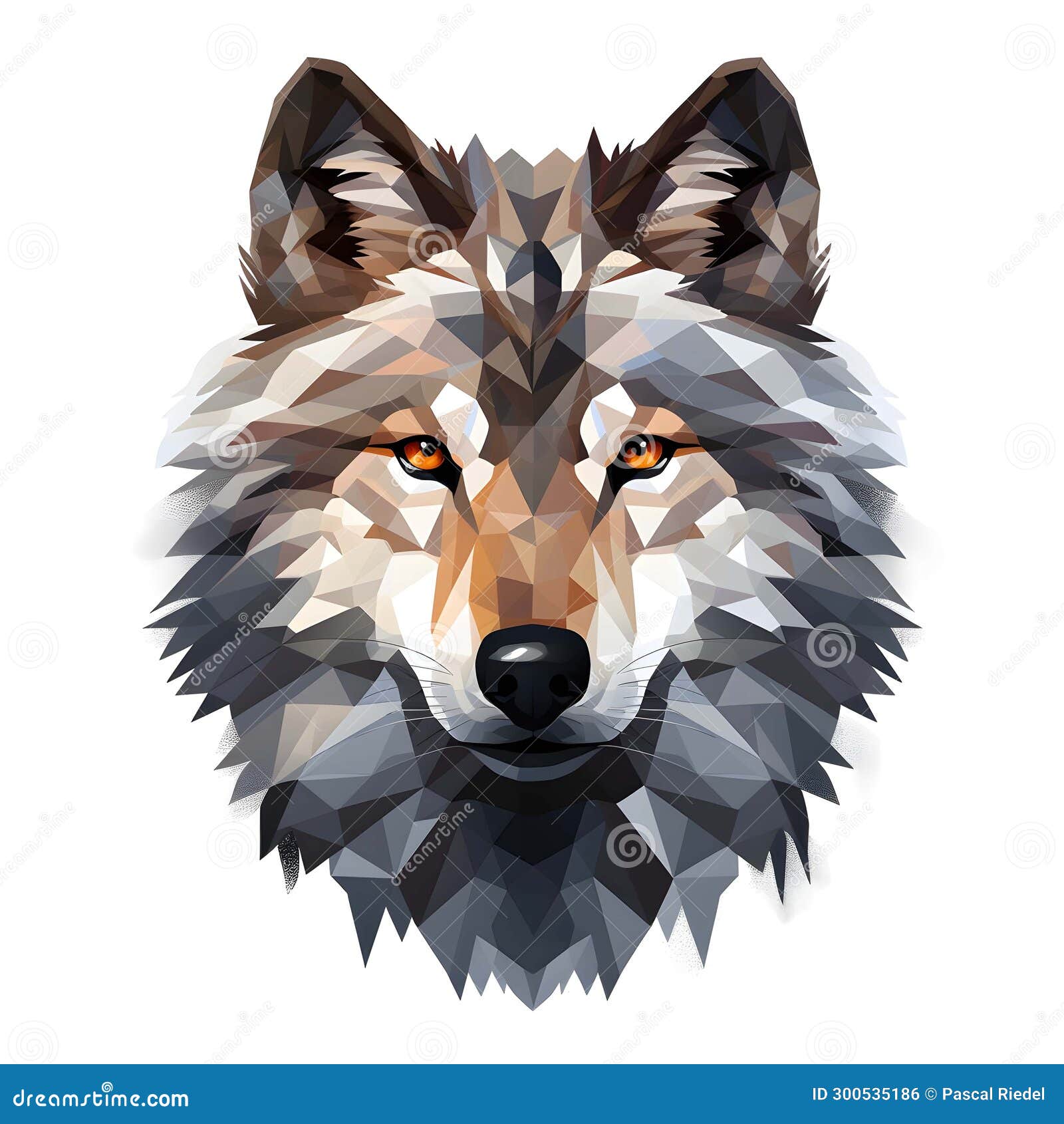 Illustration of Polygon Grey Colored Wolf on White Background. Stock ...
