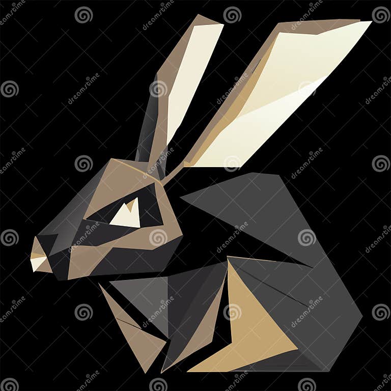 Illustration of a Polygonal Rabbit on a Black Background. Generative AI ...