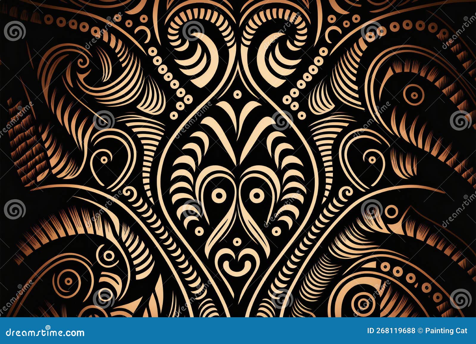 Polynesian Maori Tribal Seamless Pattern Background, Highly Detailed ...