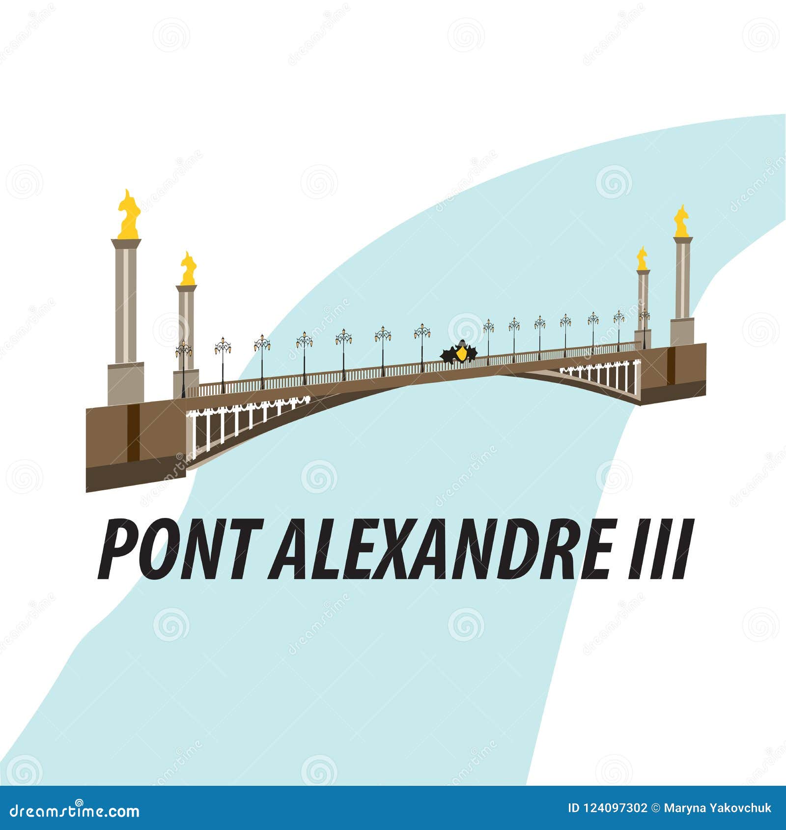 The Illustration with the Pont Alexandre III of Paris Stock Vector ...