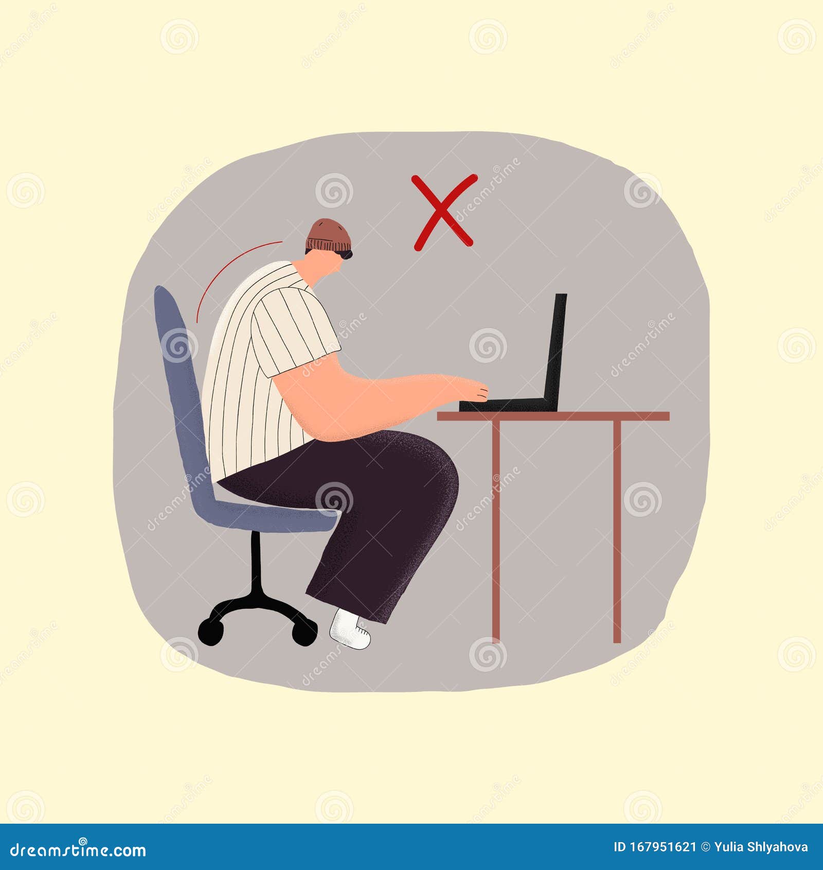 Illustration Of Poor Posture During Everyday Computer Work ...