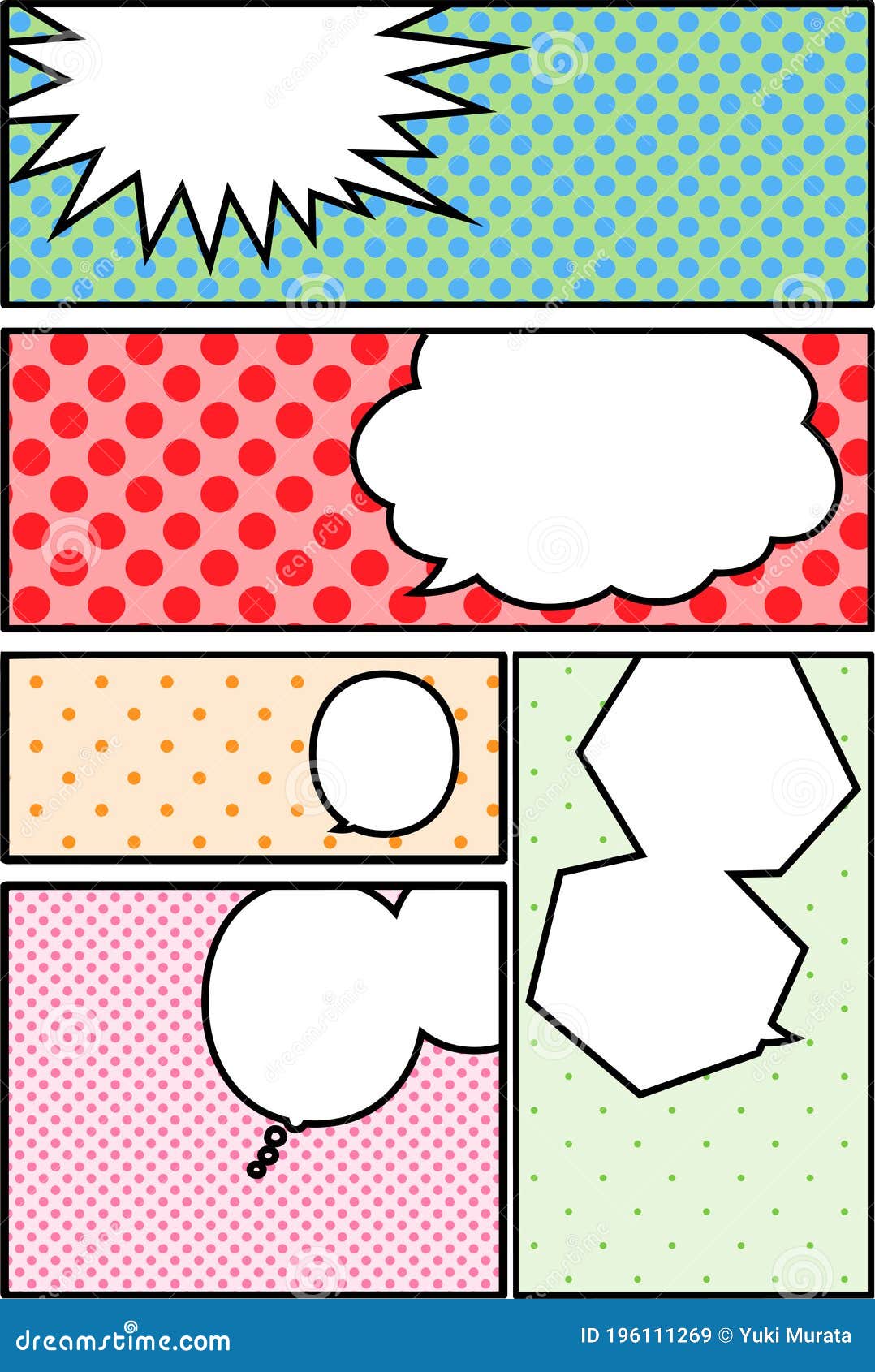 Illustration of a Pop Color Cartoon Frame with Dot Pattern with Comic ...