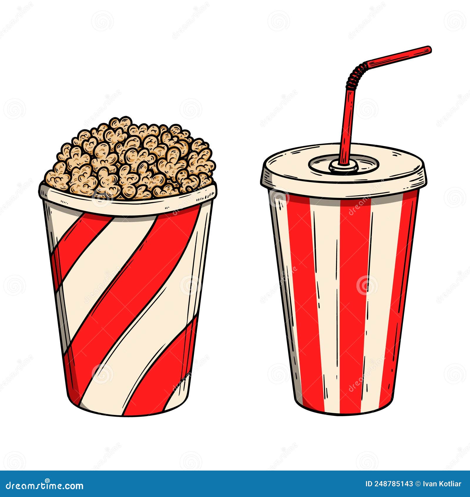Illustration of Popcorn and Soda. Design Element for Poster, Card ...