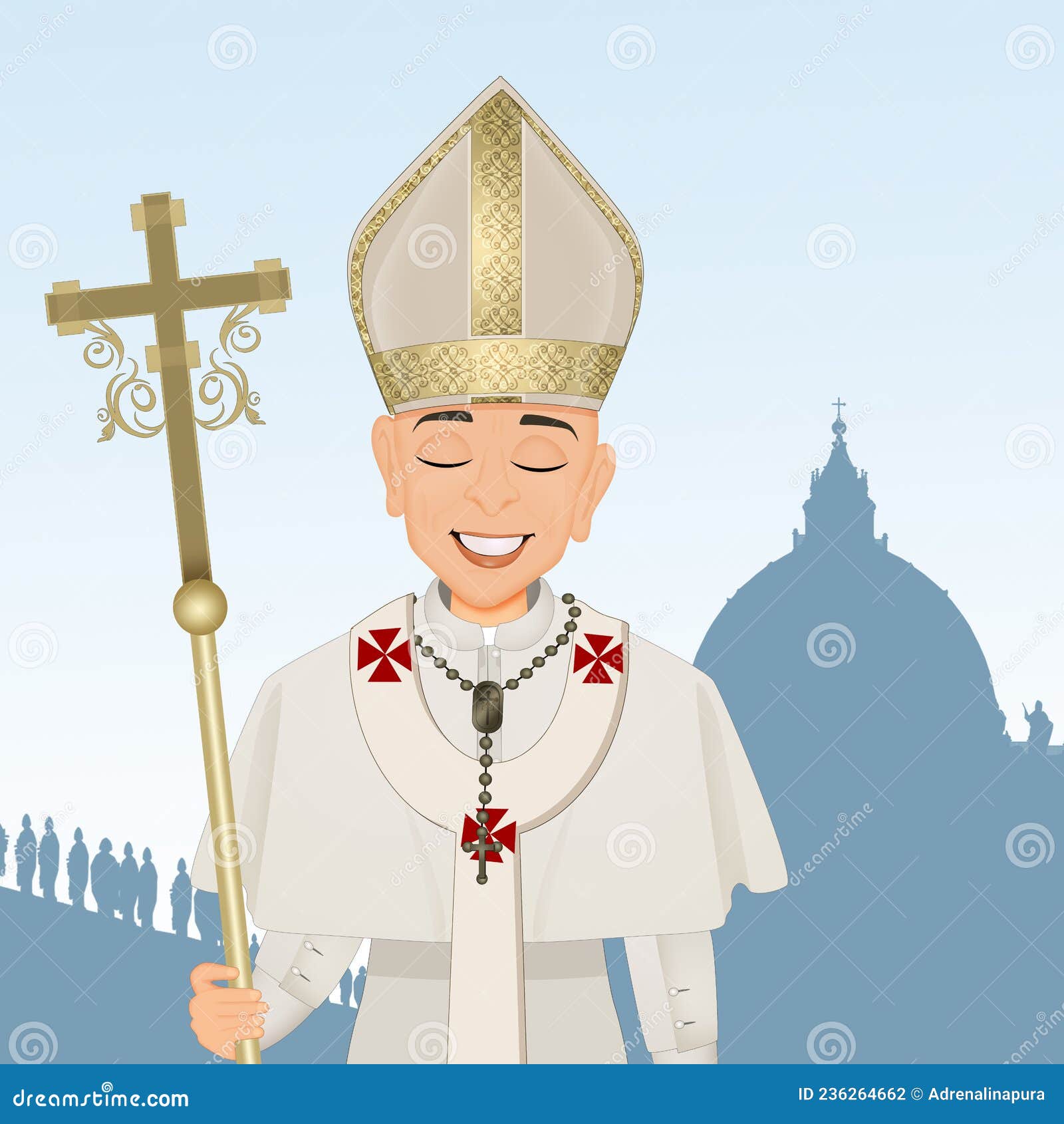 Illustration of Pope stock illustration. Illustration of crowd - 236264662