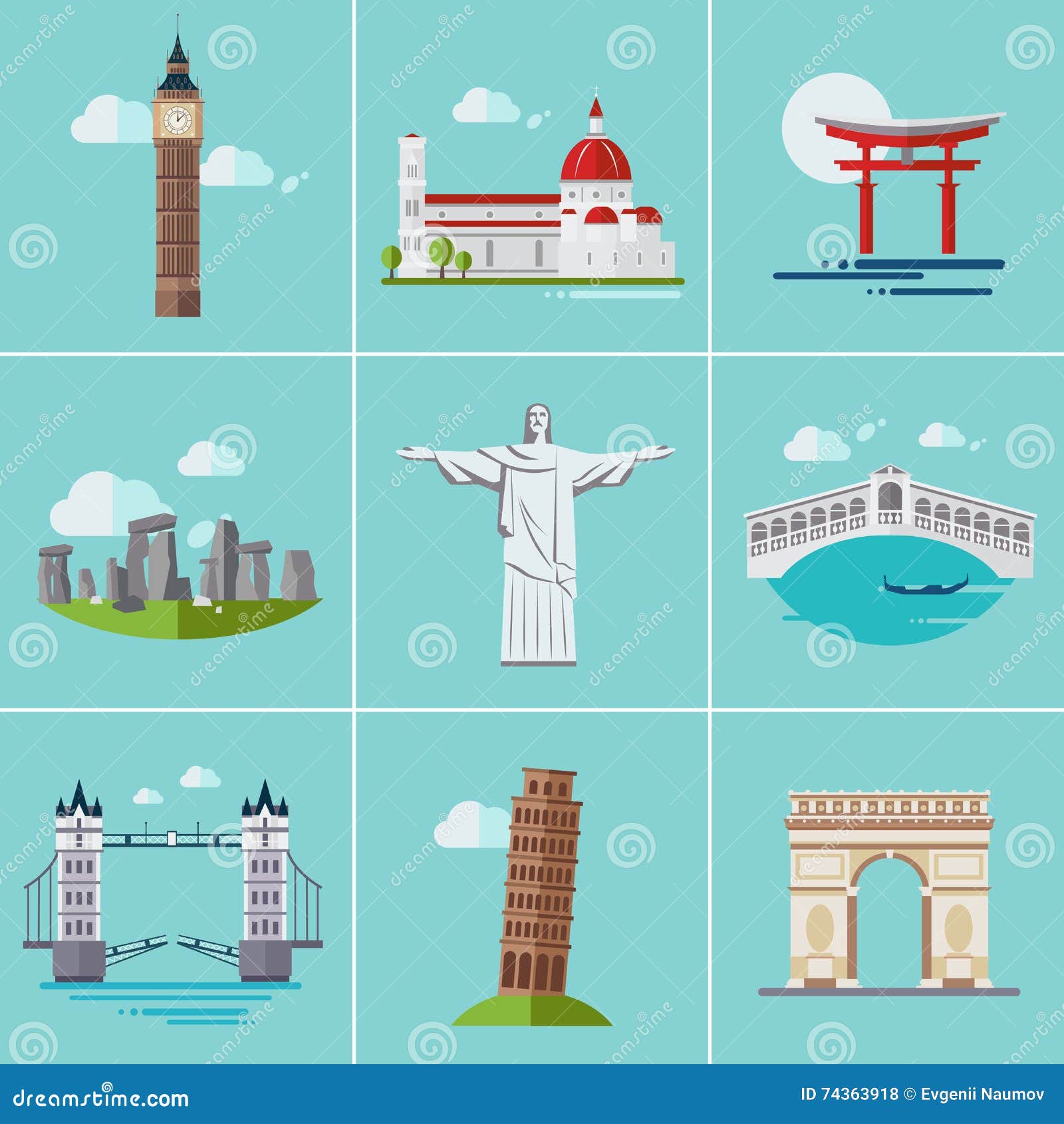 Illustration of Popular Sightseeing Stock Illustration - Illustration ...