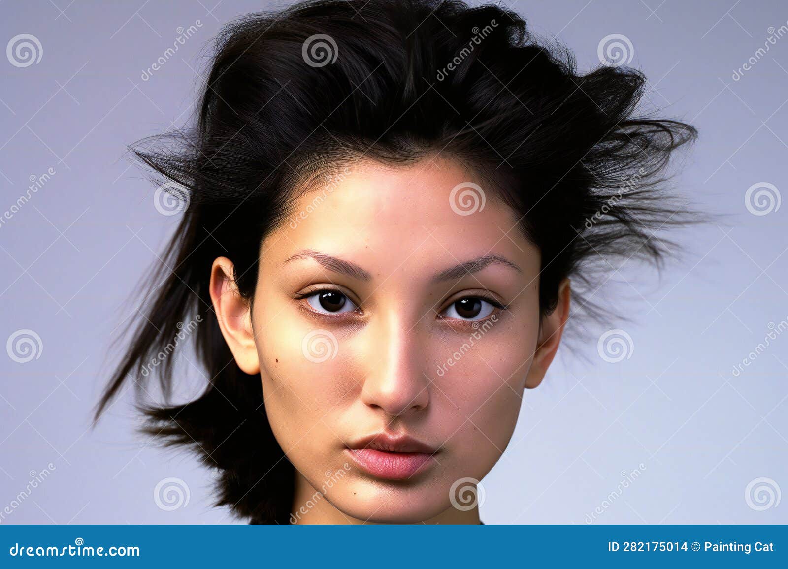 Portrait Of A Beautiful Young Asian Woman With Long Black Hair Stock