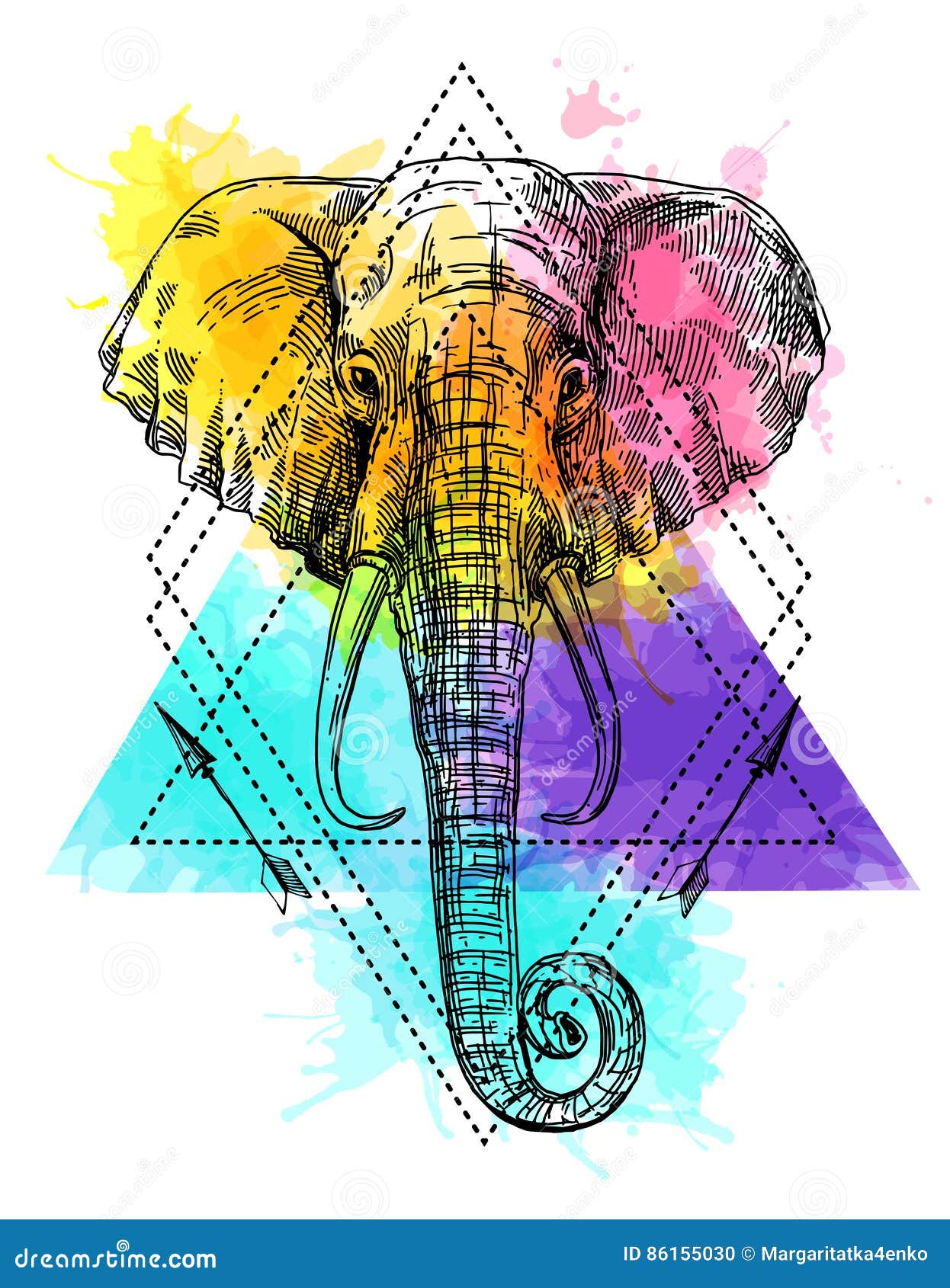 Illustration Portrait of Elephant Stock Vector - Illustration of ...