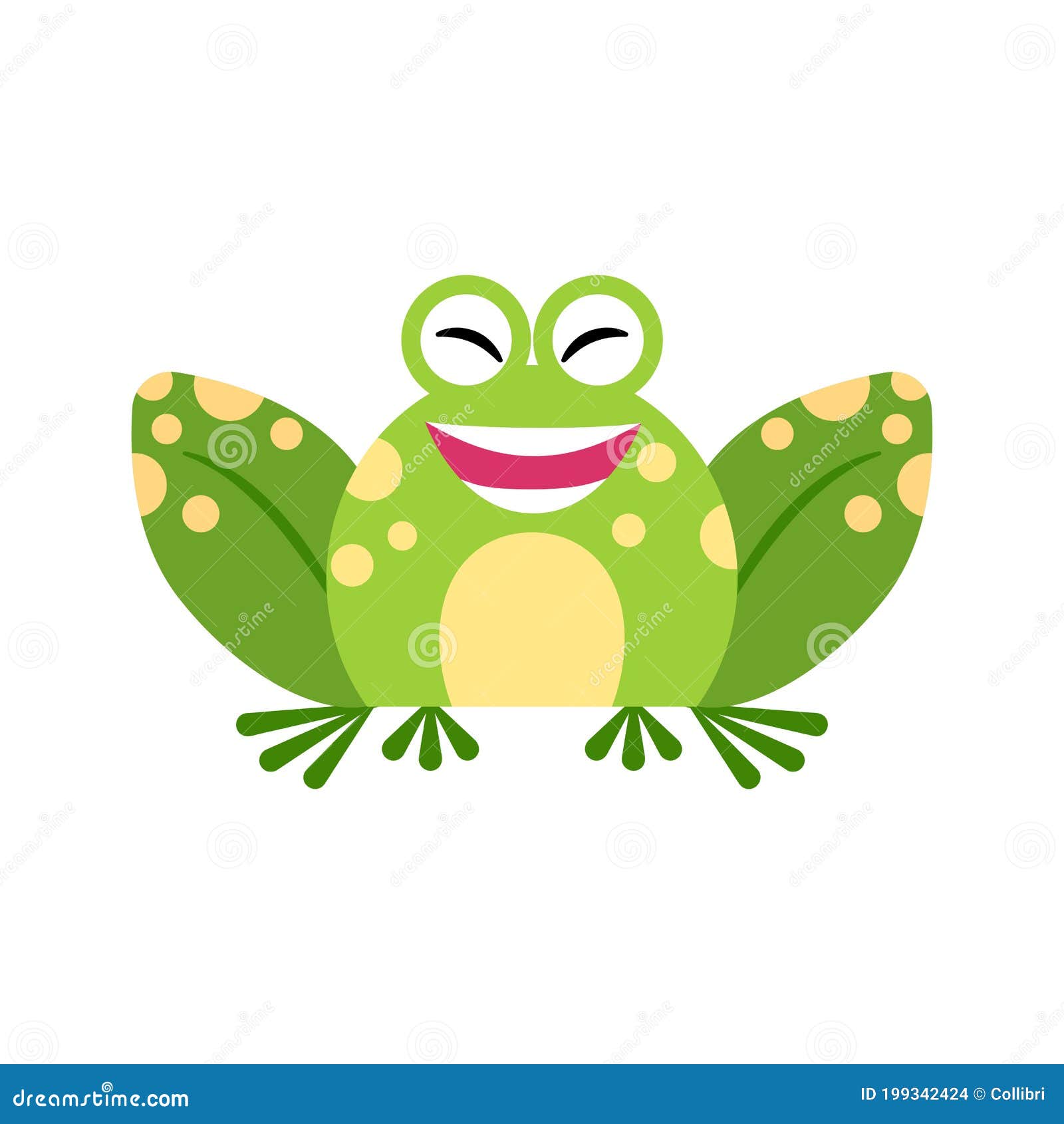 Illustration of Cheerful Frog. Cute Smiling Frog Face Stock Vector ...