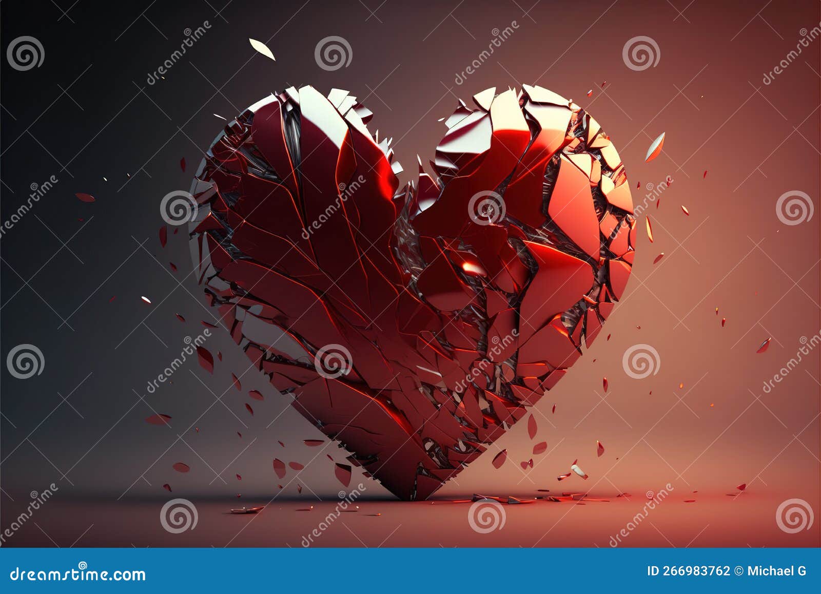 Heartbreak Illustration with Red Shattered Glass Texture Stock ...
