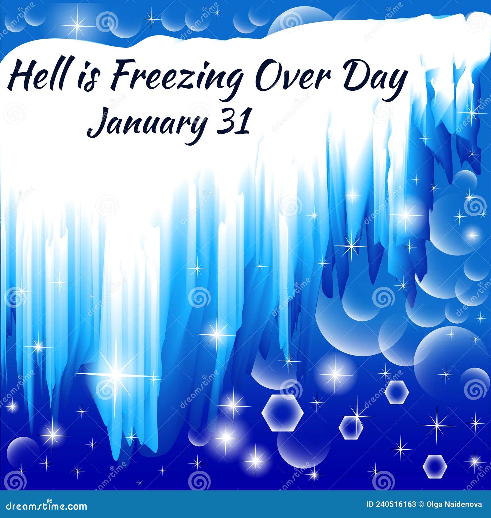 Postcard Hell is Freezing Over Day with Ice and Icicles Stock Vector ...
