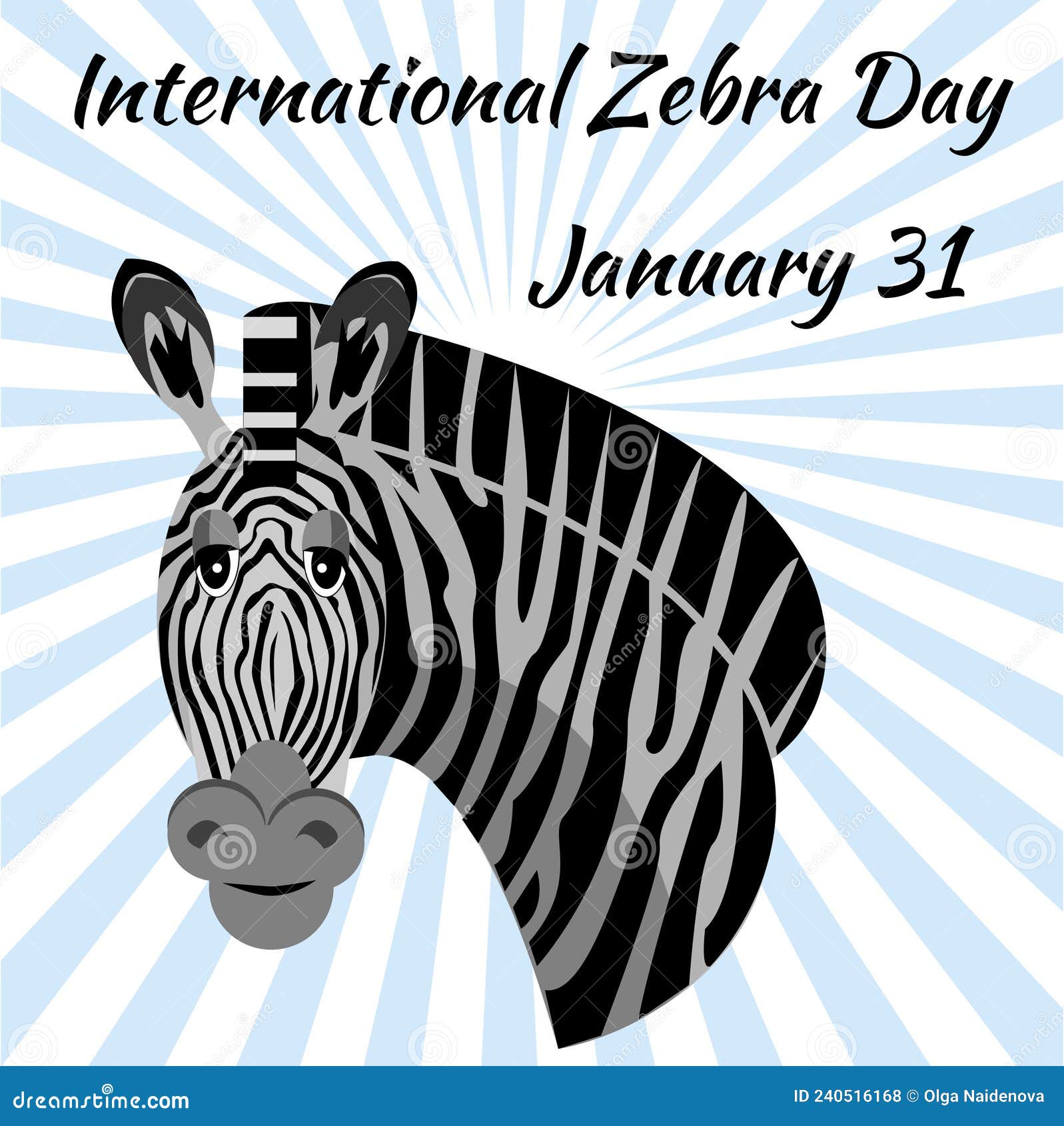 Postcard International Zebra Day January 31 Stock Vector - Illustration ...