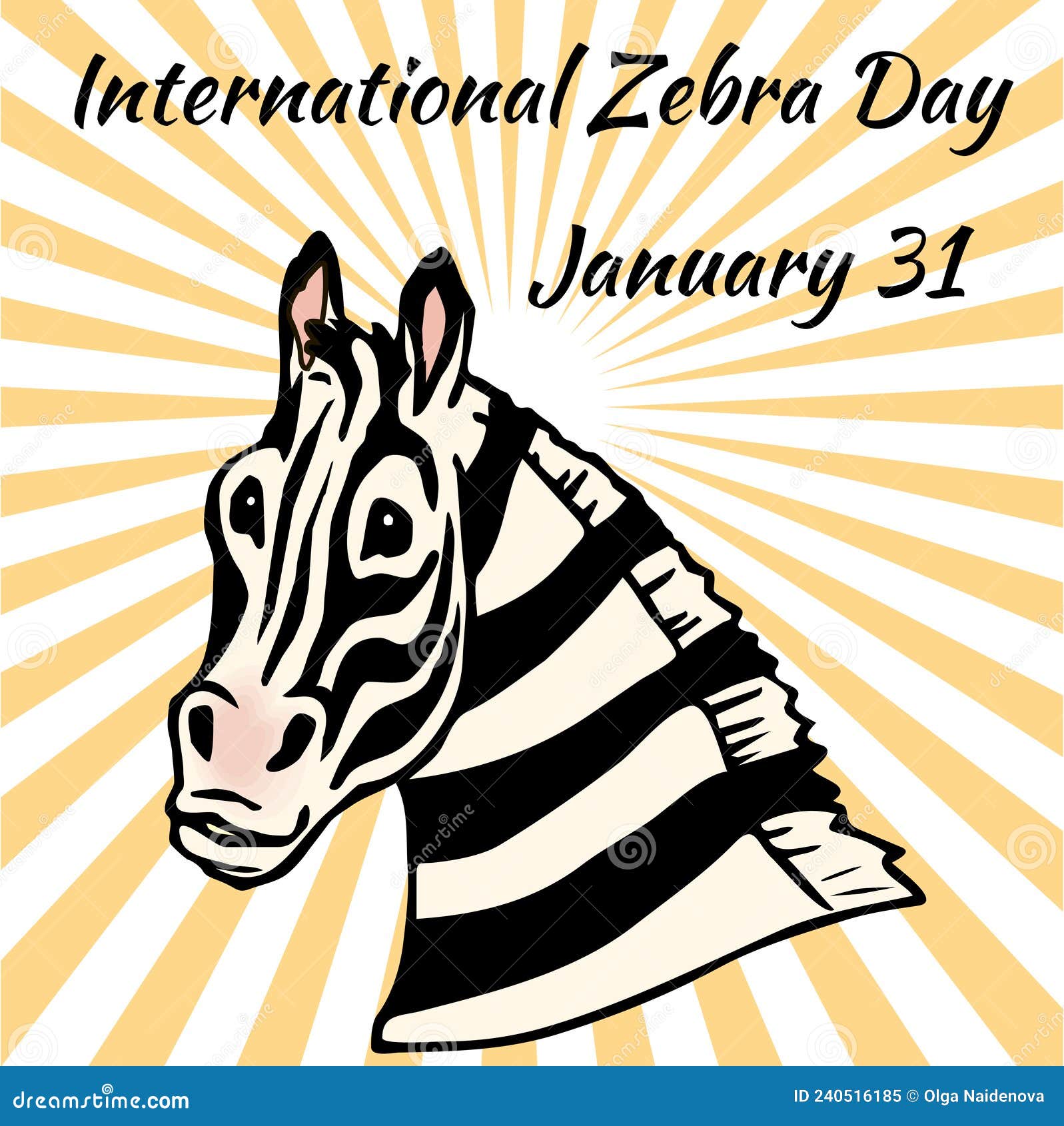 Postcard International Zebra Day January 31 Stock Vector - Illustration ...