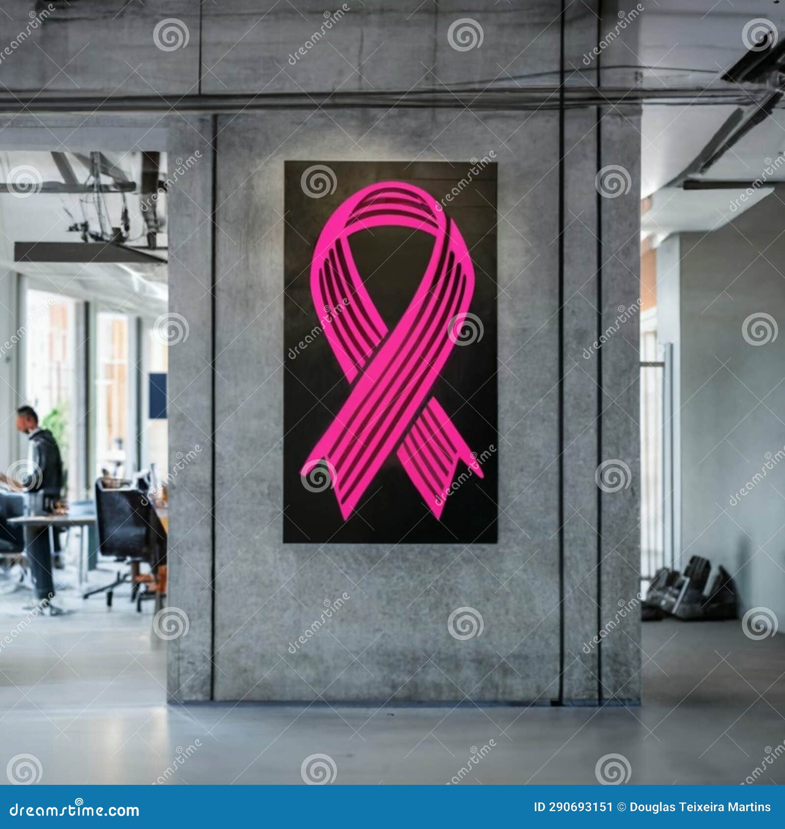 Illustration of a Poster of a Pink Bow Displayed on a Wall in a ...